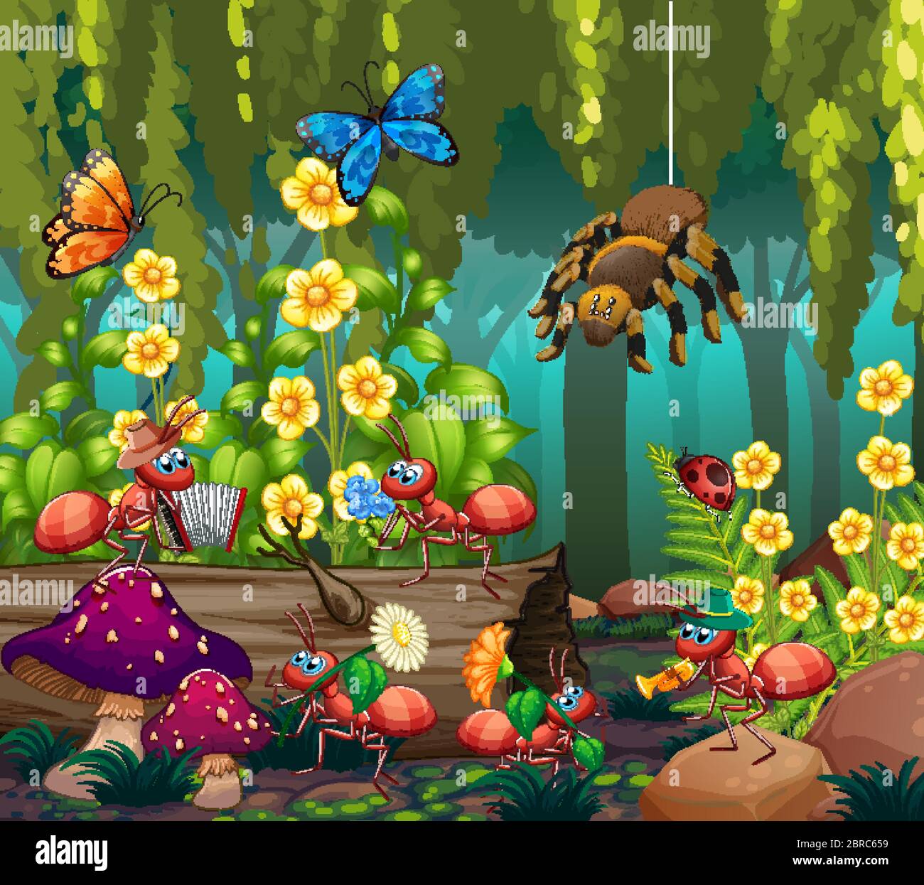 Insect in the fairy forest illustration Stock Vector Image & Art - Alamy