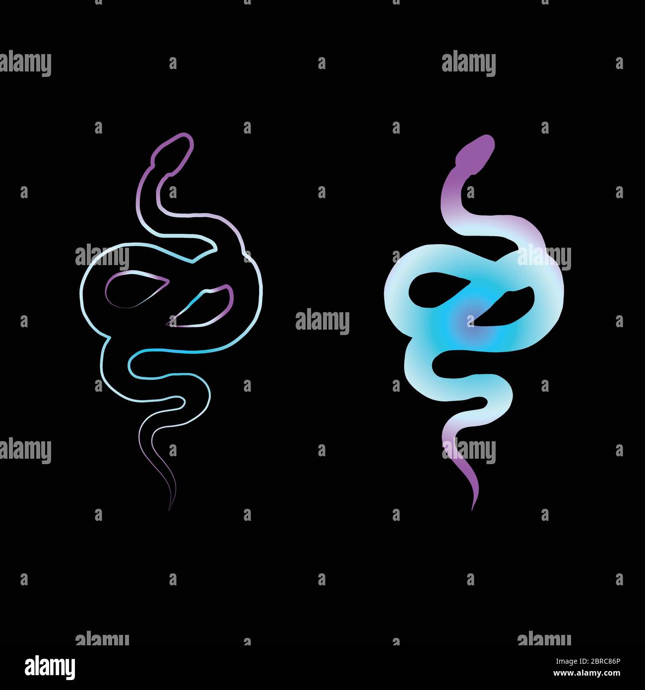 Neon silhouette snake set vector illustration isolated Stock Vector ...