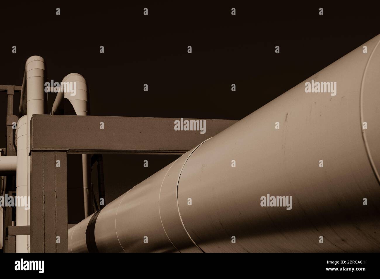 Pipeline and pipe rack of petroleum industrial plant. Offshore Industry ...