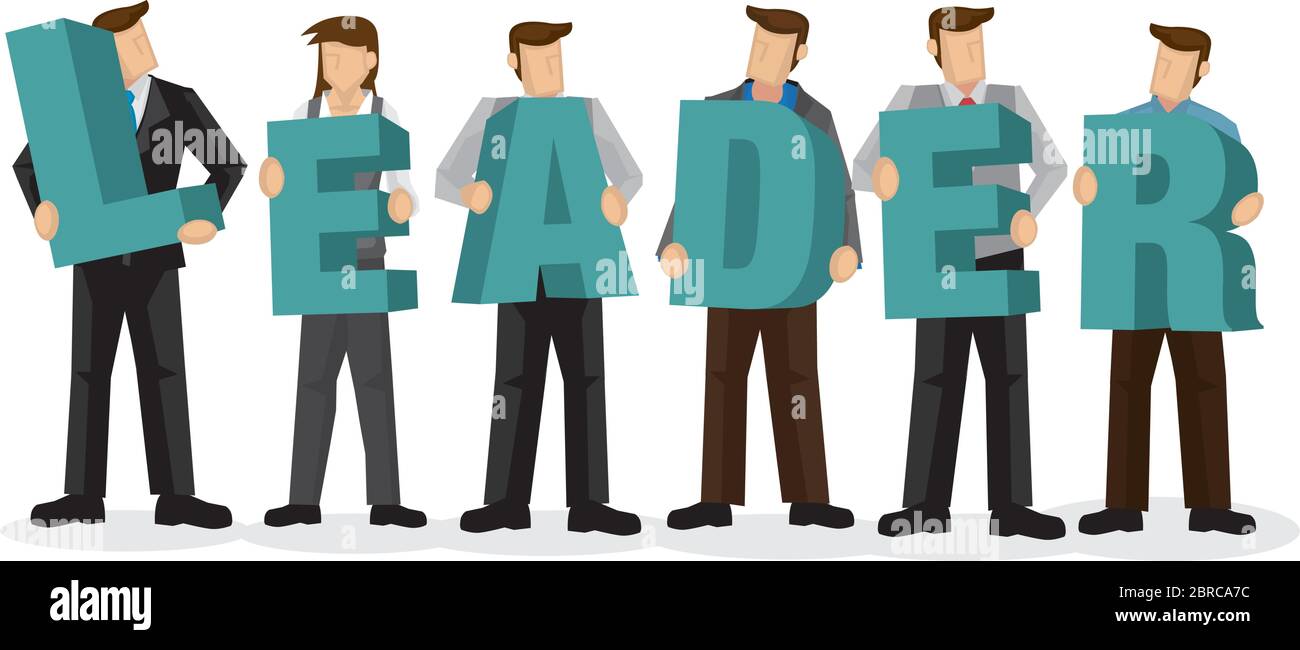 A group of businesspeople holding giant alphabet to form the word ...