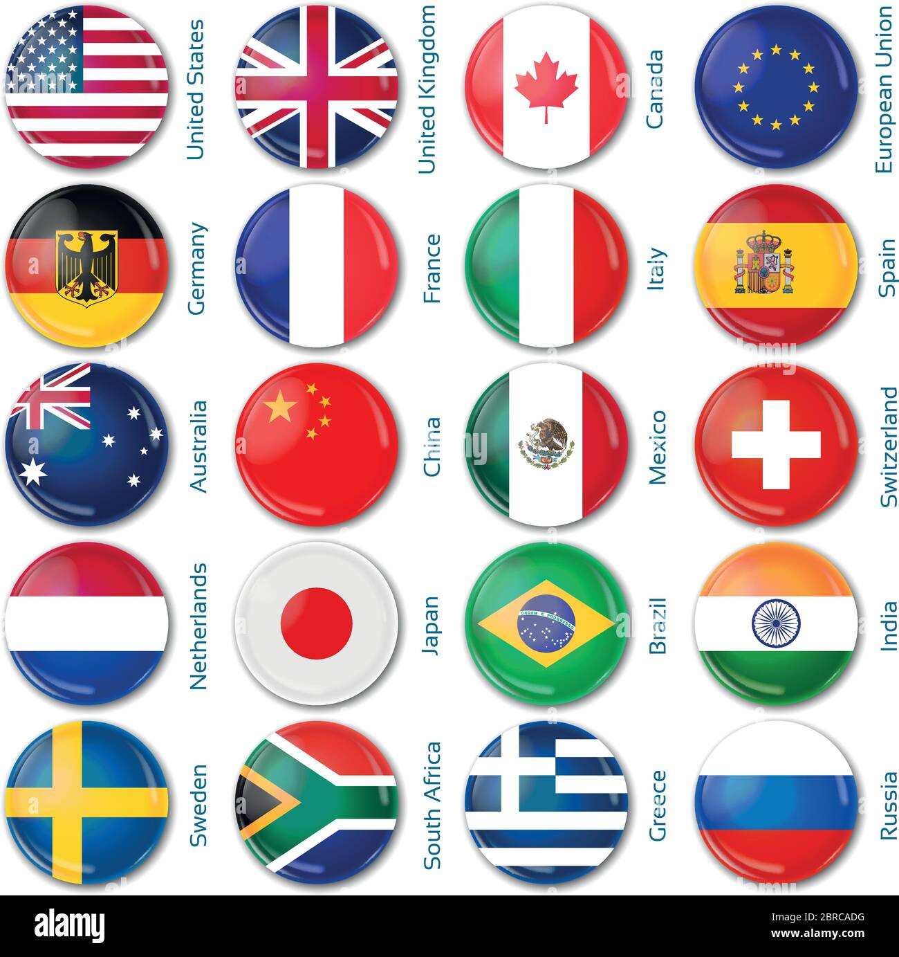 Round flags Popular. Vector illustration. 3 layers. Shadows, flat flag ...