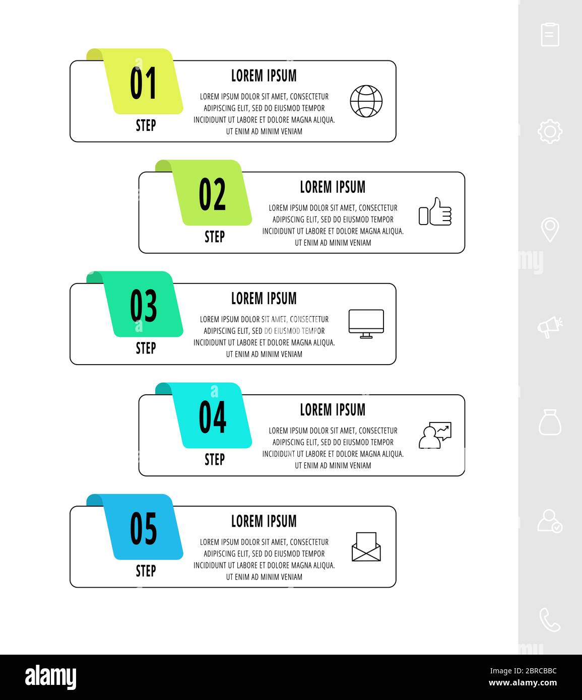 Vector infographics design template with label. Five steps. Modern line concept can be used for ...