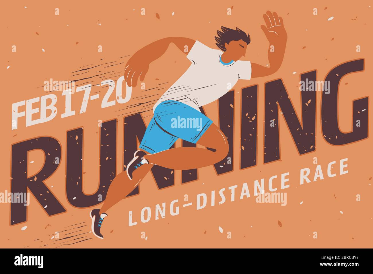 Cartoon style long distance race event poster design with bronze skin ...