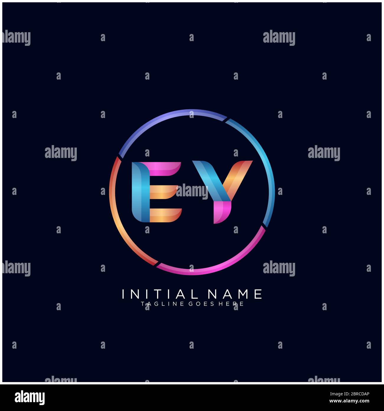 Initial letter EY curve rounded logo, gradient vibrant colorful glossy ...