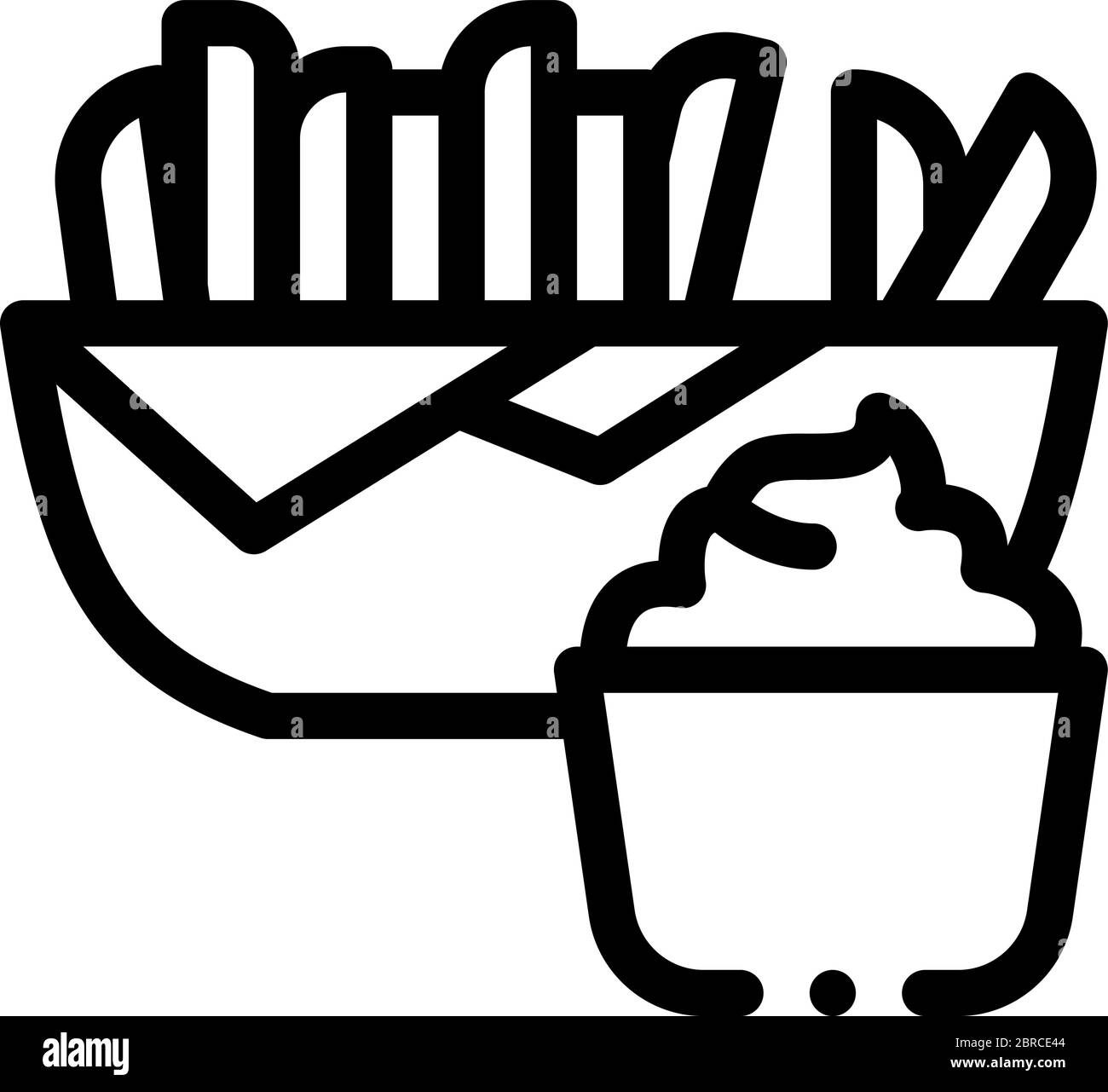 french fries with mayonnaise sauce icon vector outline illustration ...
