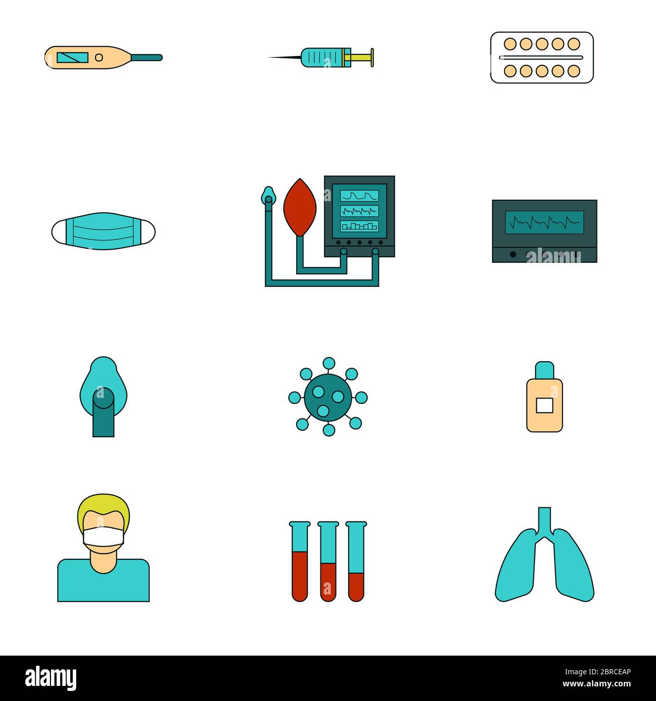 COVID 19 epidemic icons set. Corona virus pandemic signs, ALV vector ...