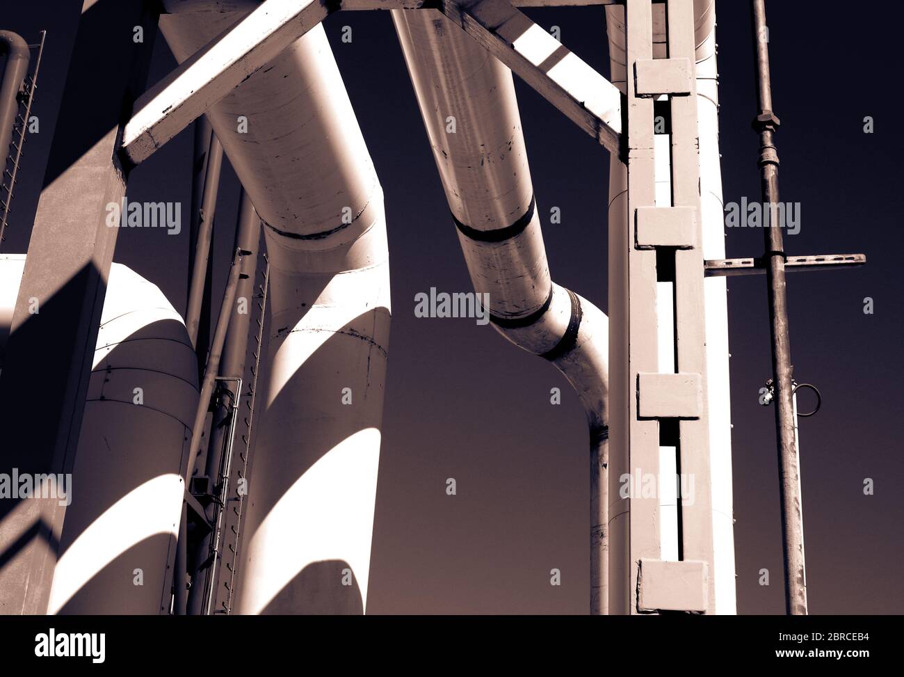 Pipeline and pipe rack of petroleum industrial plant. Offshore Industry ...