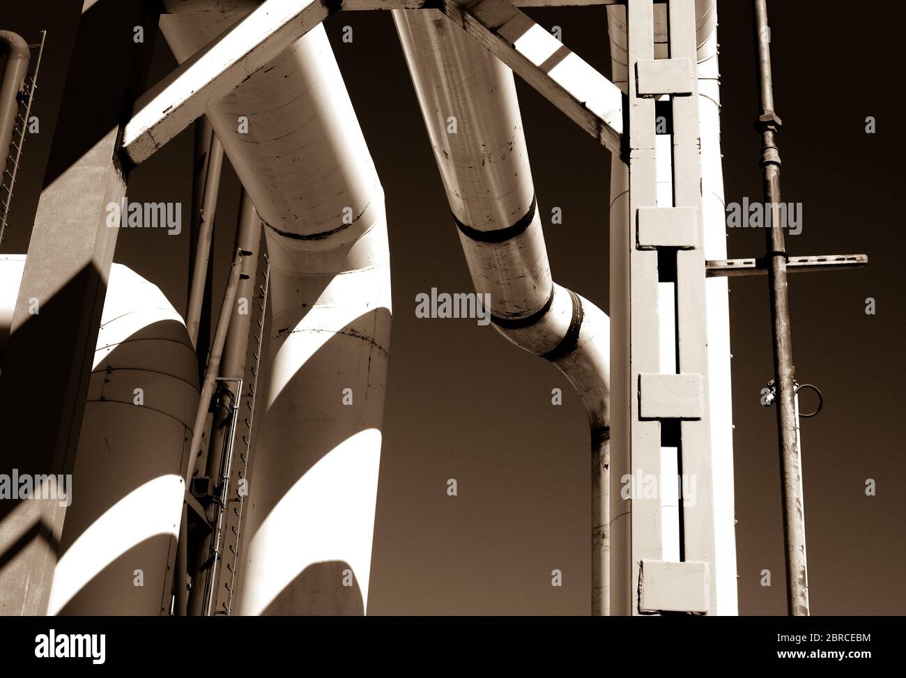 Pipeline and pipe rack of petroleum industrial plant. Offshore Industry ...