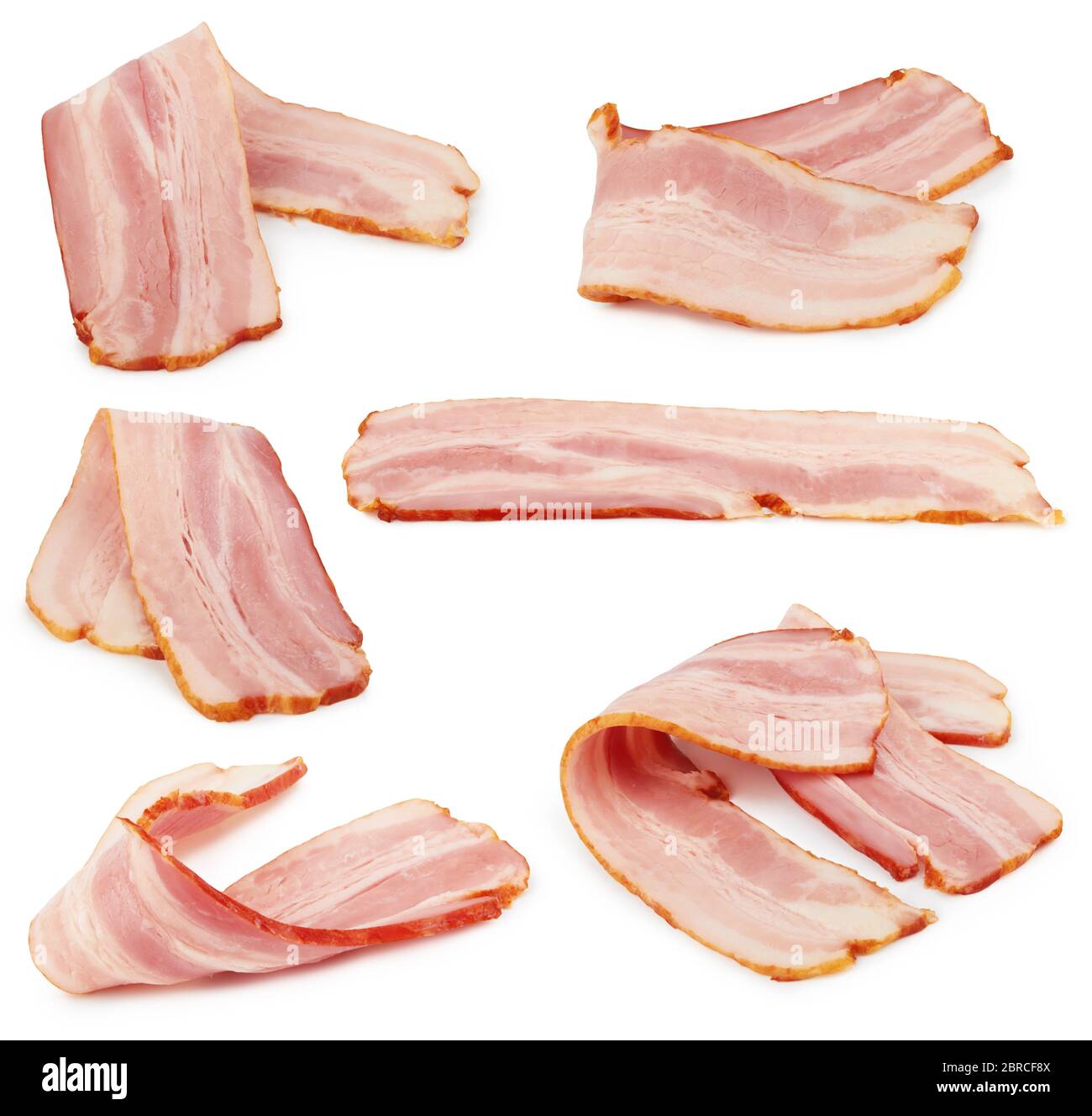 Fresh raw becon isolated on white background Stock Photo - Alamy