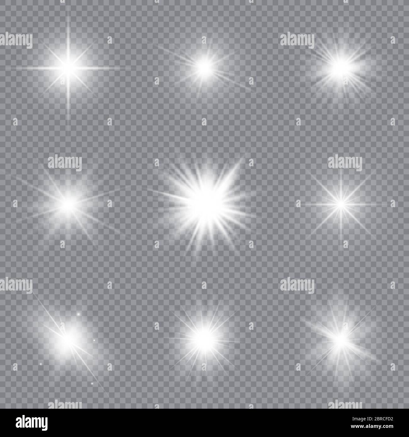 Set of bright stars. Sunlight translucent special design light effect ...