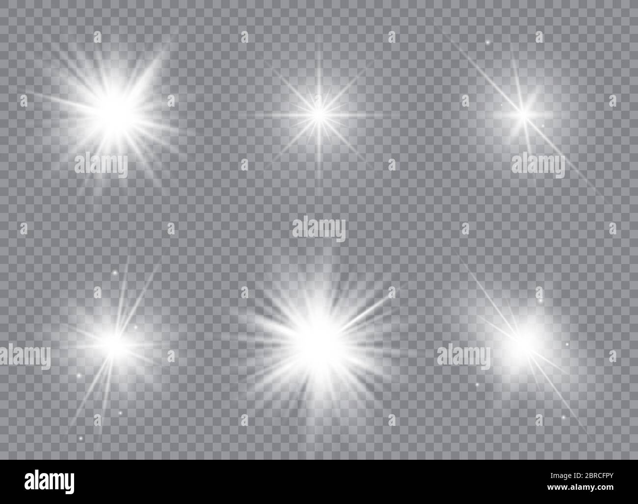 Set of bright stars. Sunlight translucent special design light effect ...
