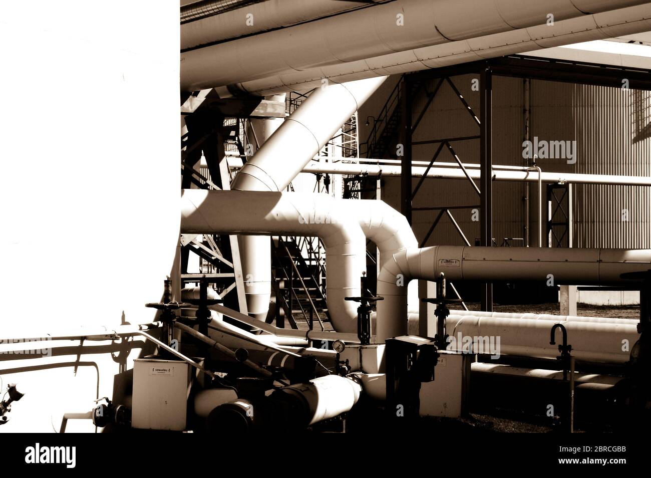 Pipeline and pipe rack of petroleum industrial plant. Offshore Industry ...