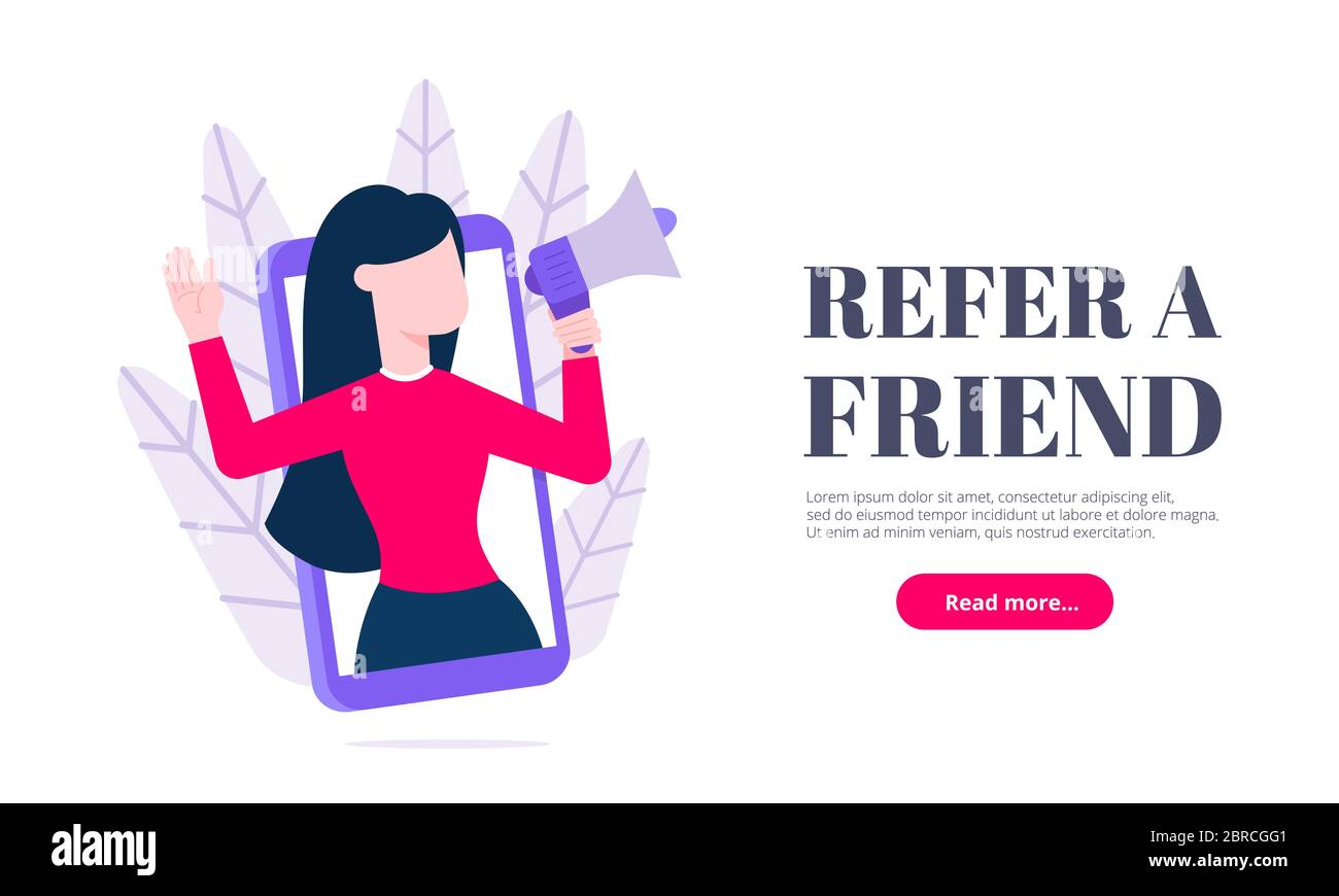 Refer a friend flat style design vector illustration concept Stock ...