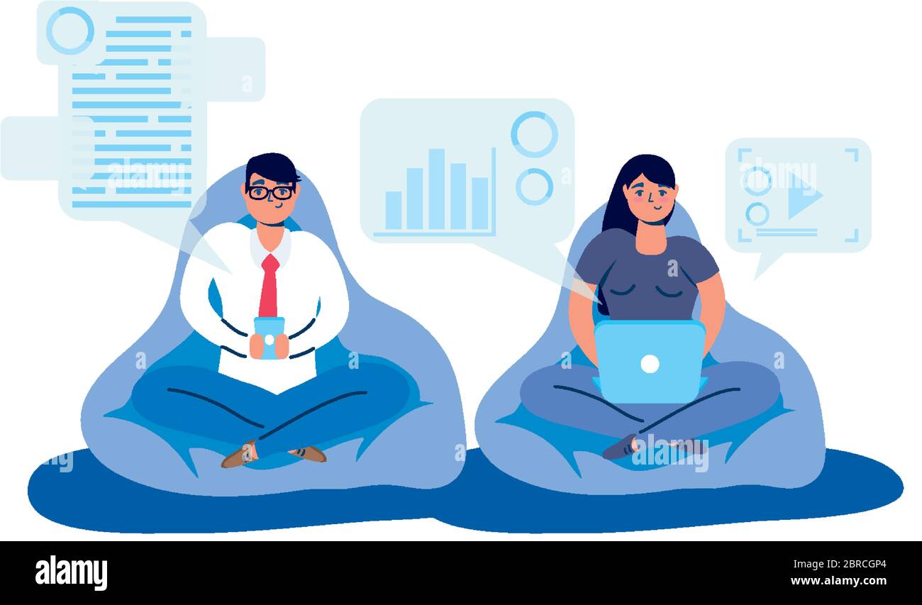 Young couple in gadget Stock Vector Images - Alamy