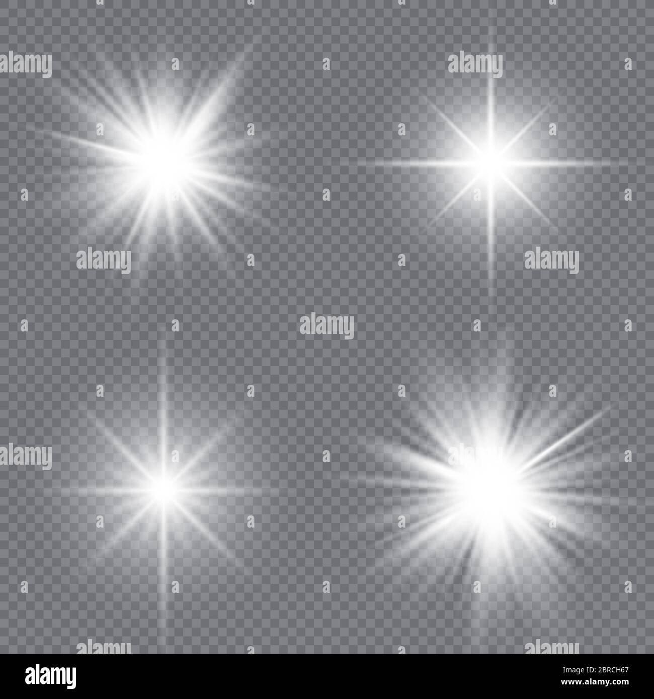 Set of bright stars. Sunlight translucent special design light effect ...