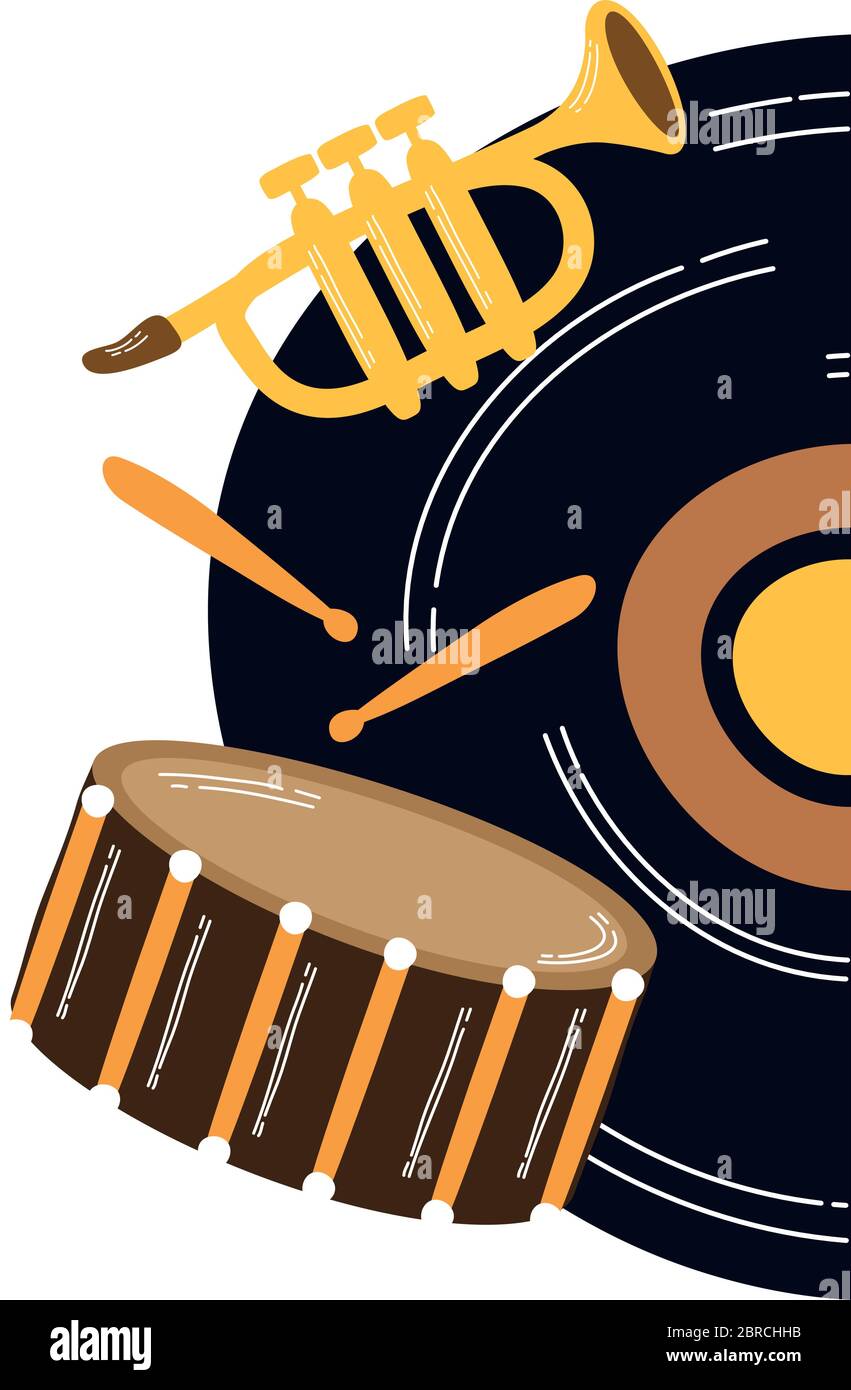 music vinyl disk with instruments Stock Vector Image & Art - Alamy