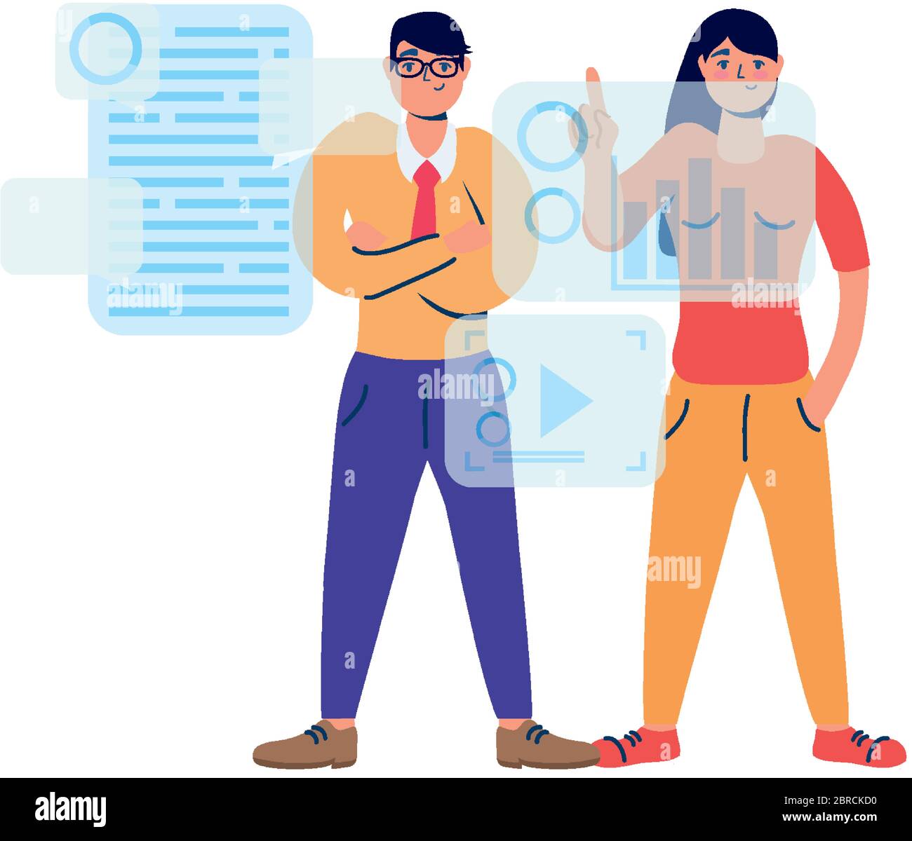 Male and female tech workers Stock Vector Images - Alamy