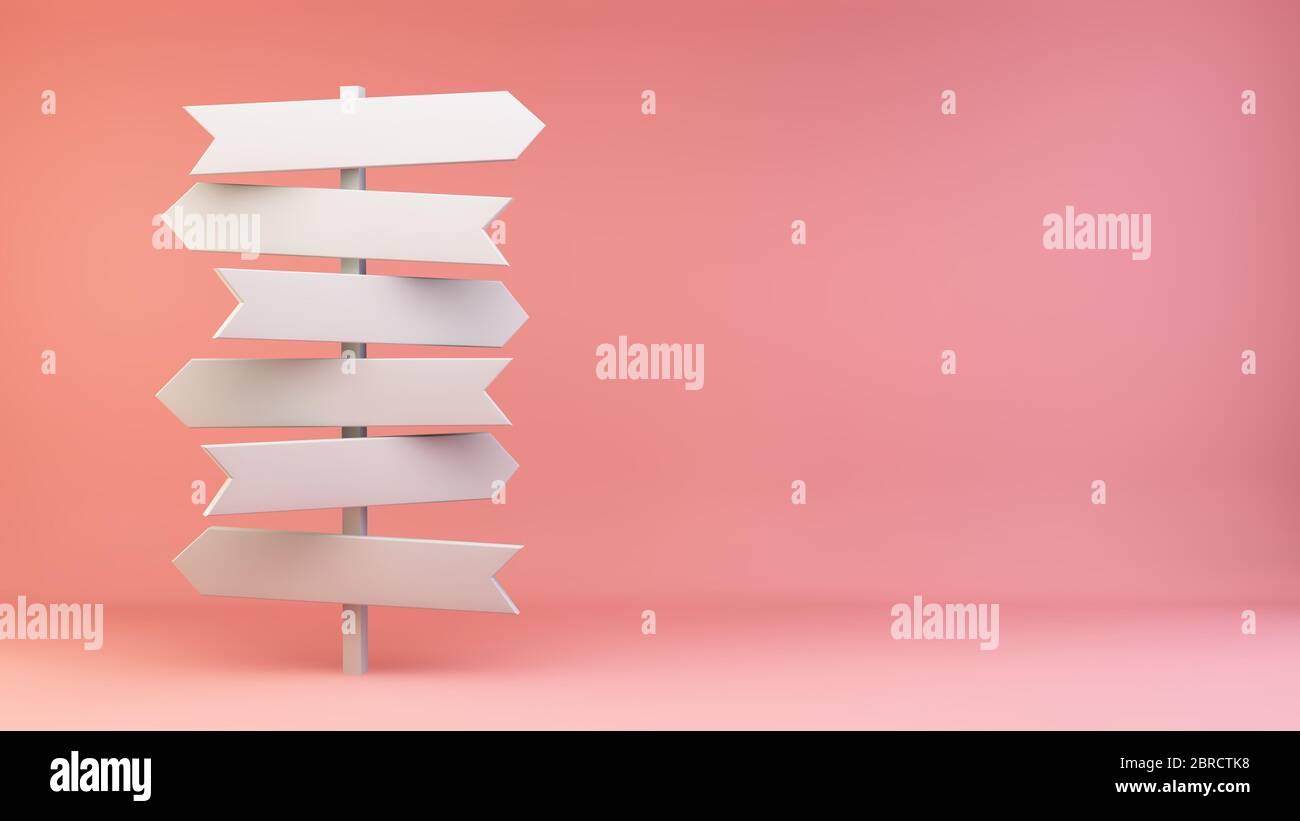 White crossroads signage on pink background 3d rendering Stock Photo ...