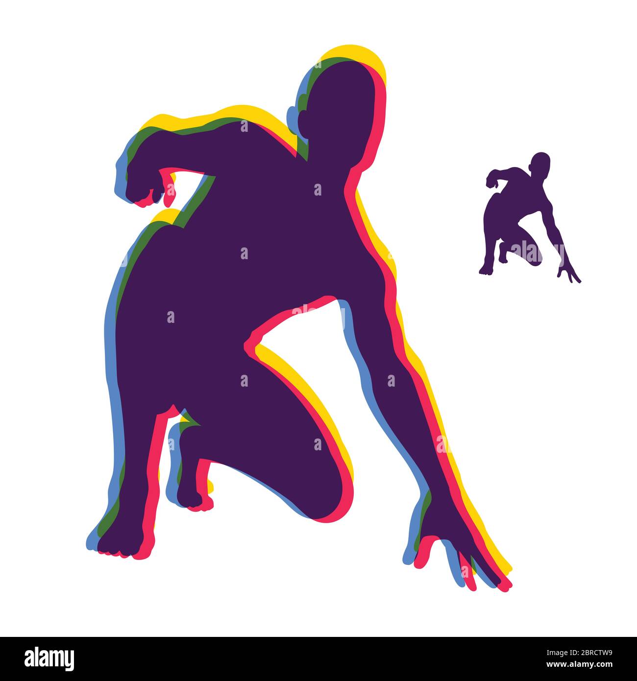 Athlete at starting position ready to start a race. Runner ready for ...