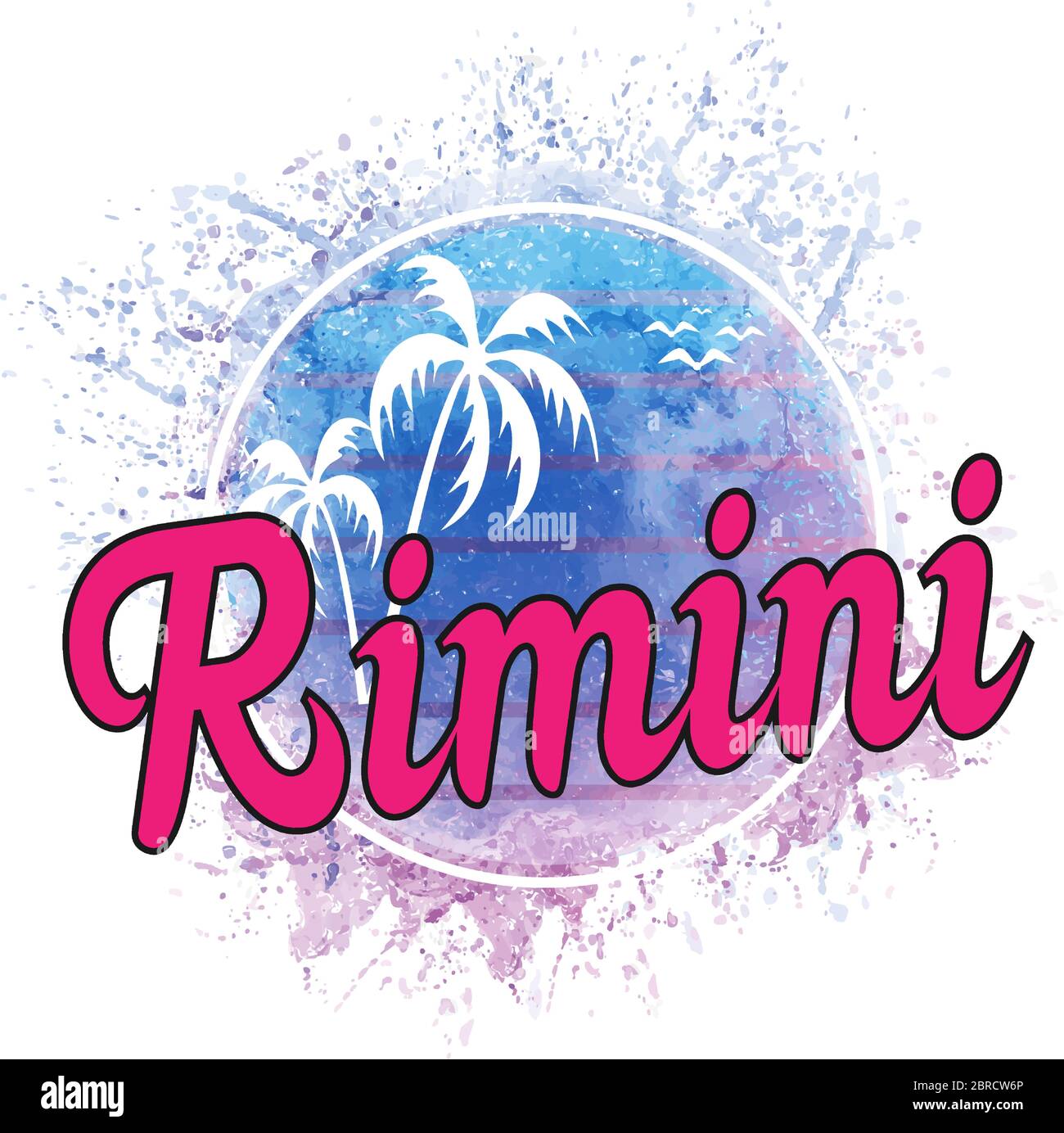 Rimini beautiful city in europe. vector cartoon illustration splash ...