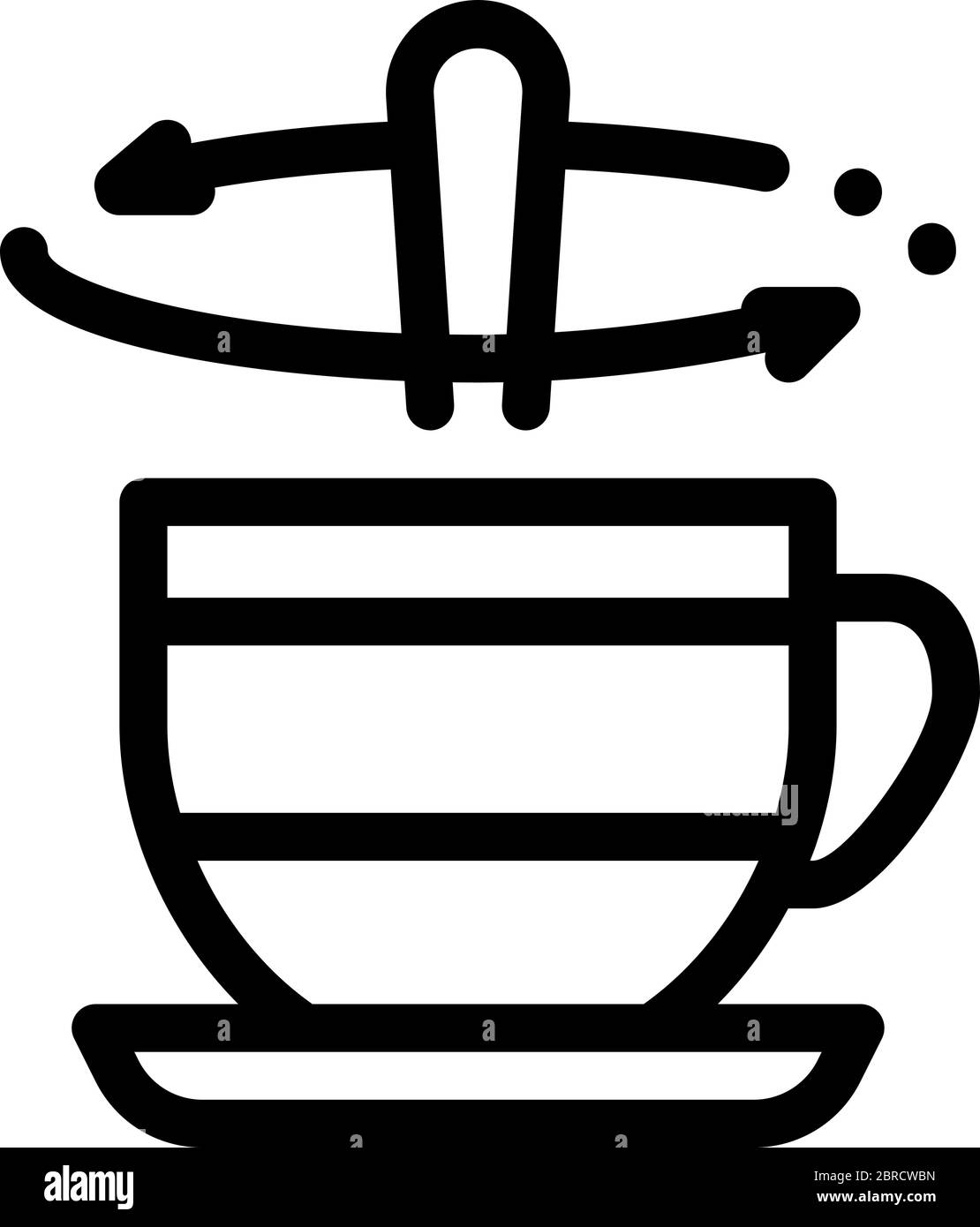 stirring spoon in cup of tea icon vector outline illustration Stock ...