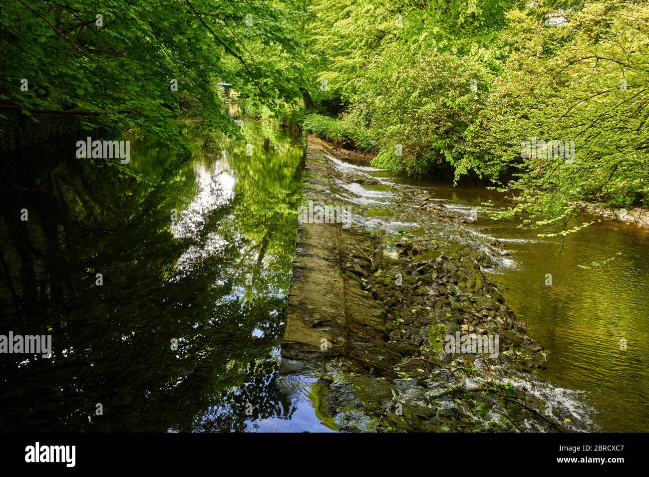 The river Dhoo in Douglas, Isle of Man and a small weir Stock Photo - Alamy