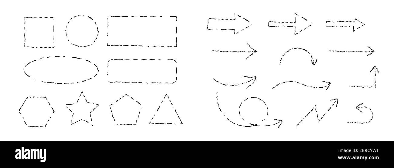 Geometric shapes, hand drawing graphic style, line contour design ...