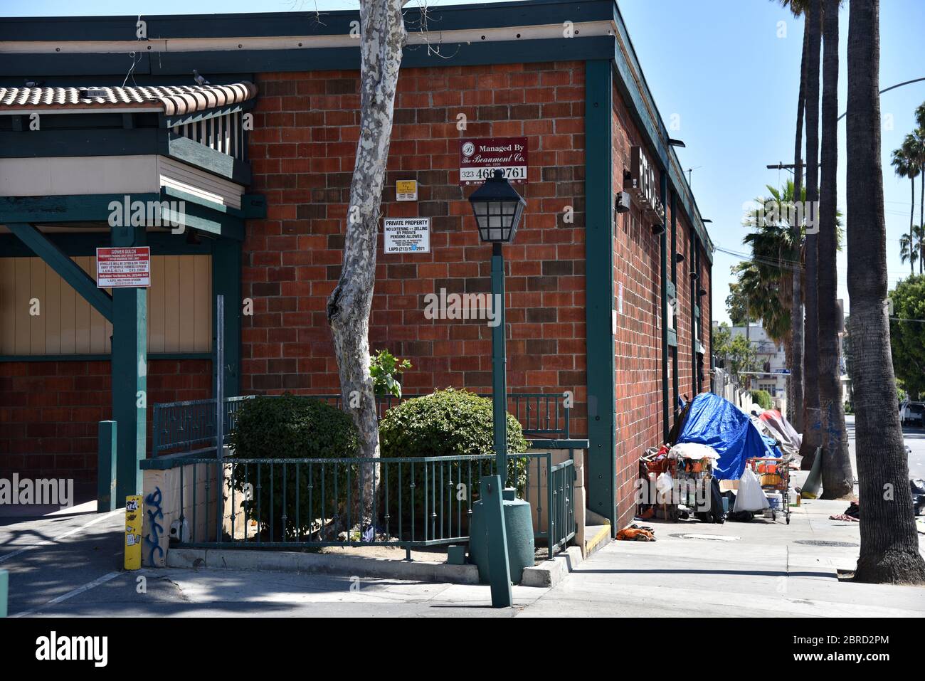 Los Angeles, CA/USA - May 4, 2020: Homeless encampments are appearing ...