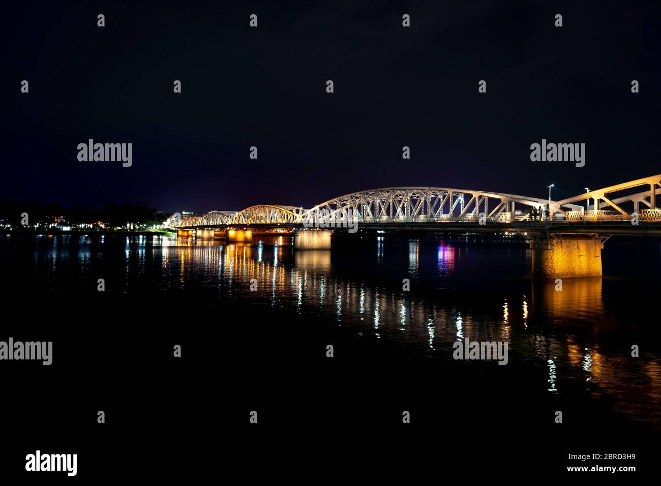 Trang Tien Bridge at night, Hue, Vietnam. Trang Tien Bridge is the most ...