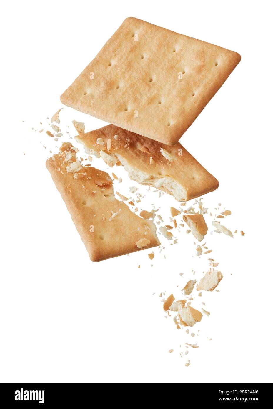 broken crackers with crumbs isolated on white Stock Photo - Alamy