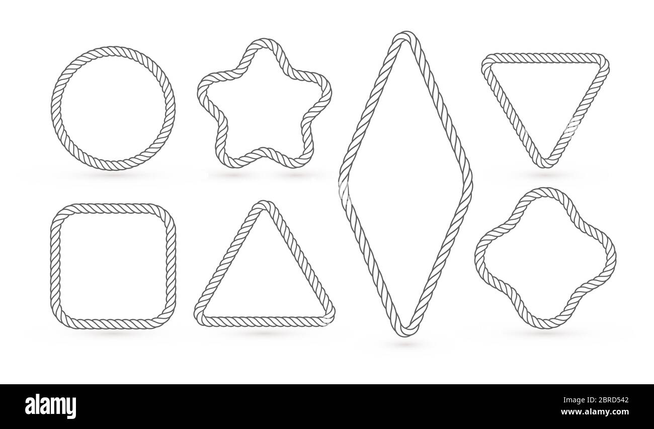 Nautical ropes vector creative outline borders set. Marine empty ...