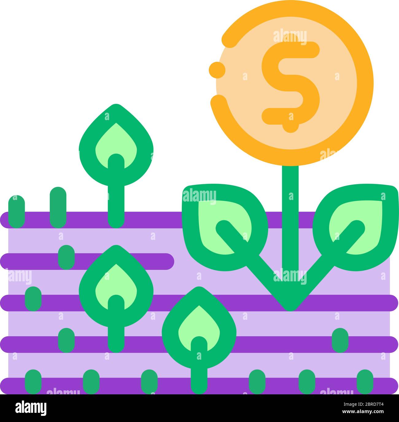 money tree on field icon vector outline illustration Stock Vector Image ...