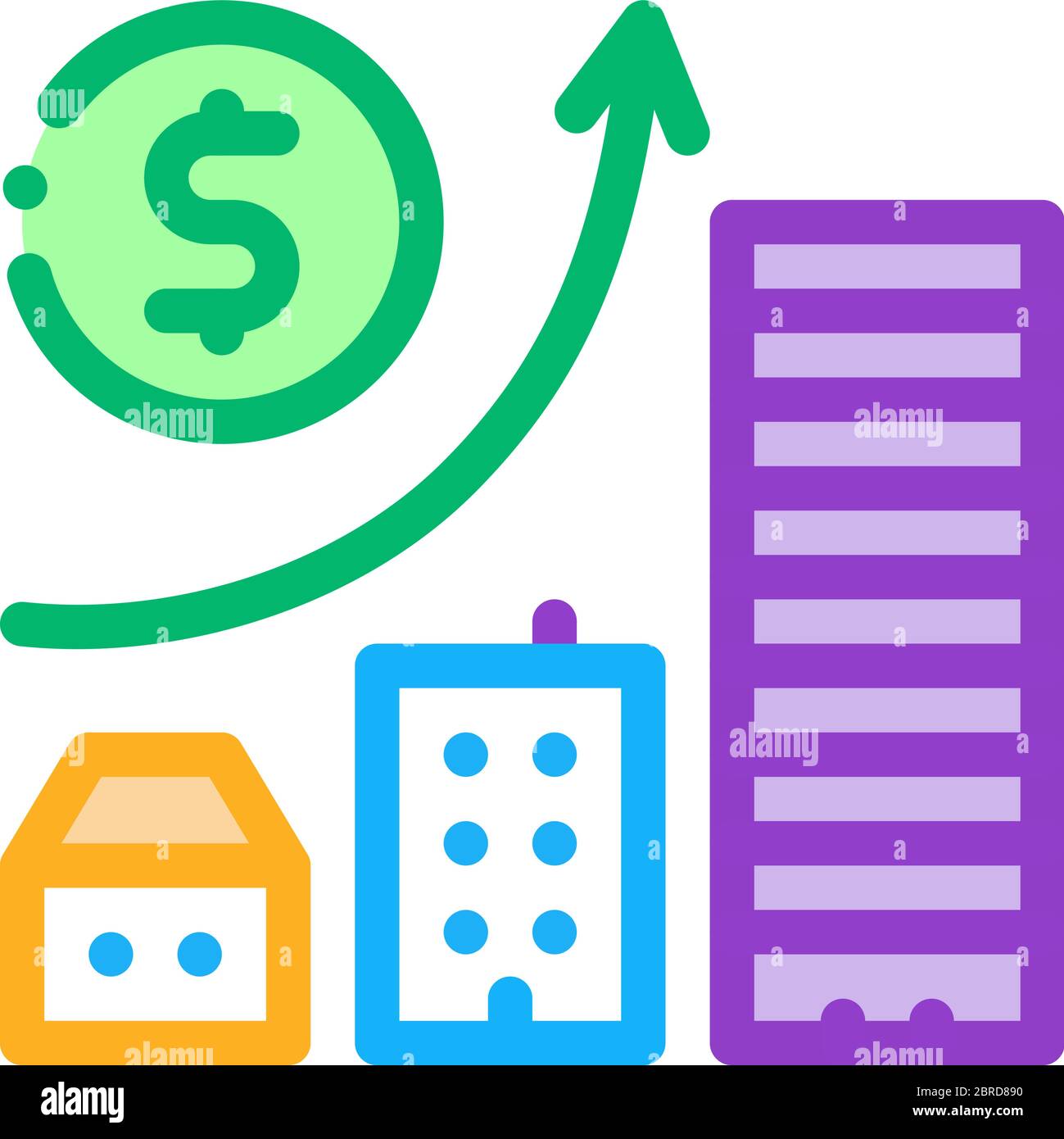 monetary construction gradual residential buildings icon vector outline ...