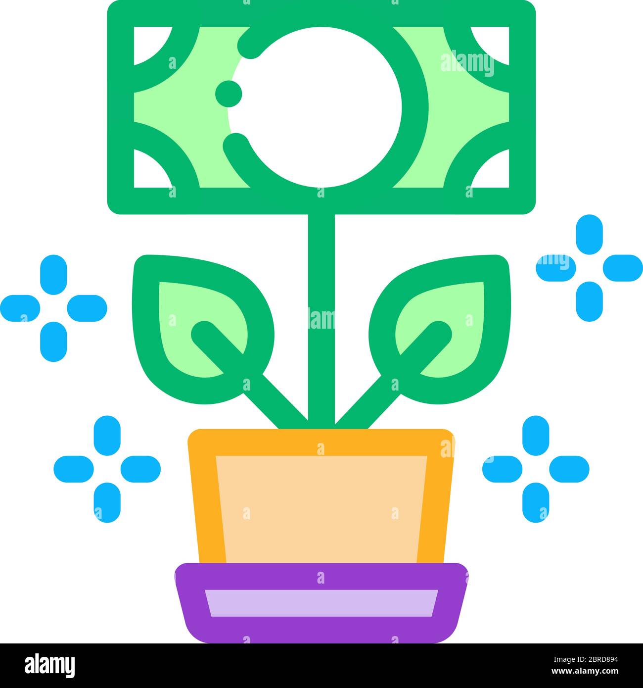 money tree in pot icon vector outline illustration Stock Vector Image ...
