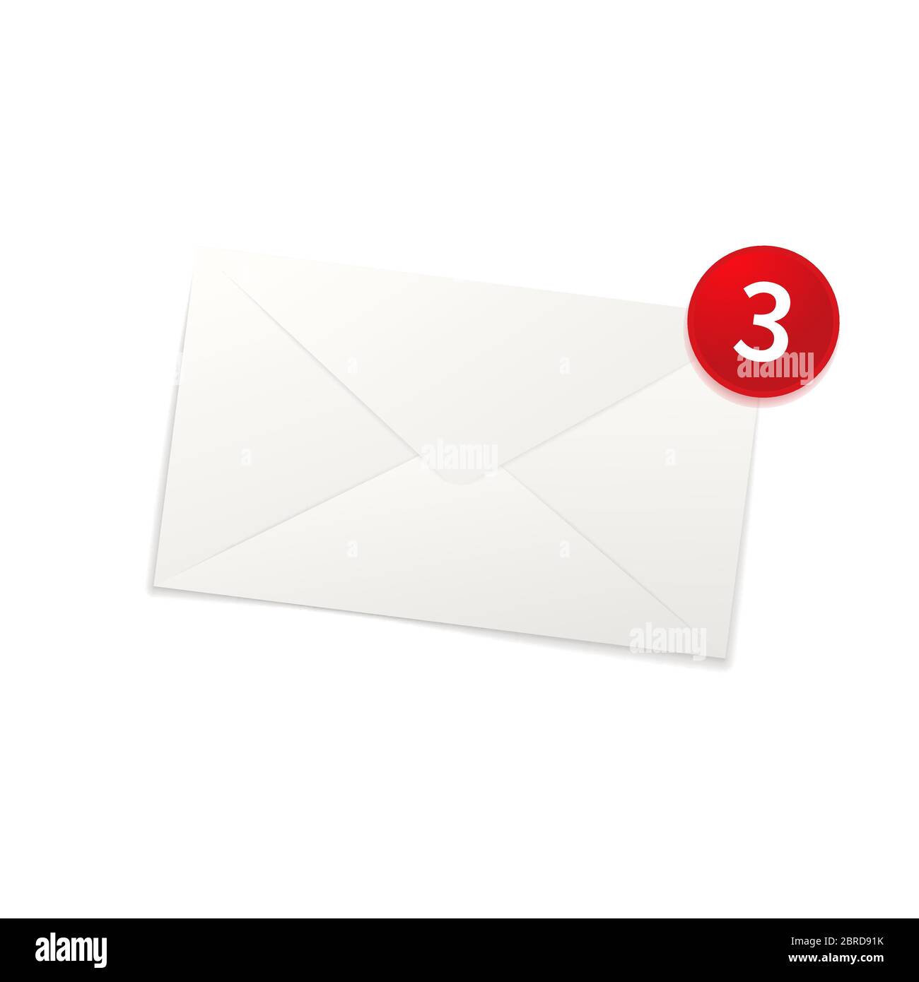 Glossy new mail notification icon, bright envelope on white Stock ...