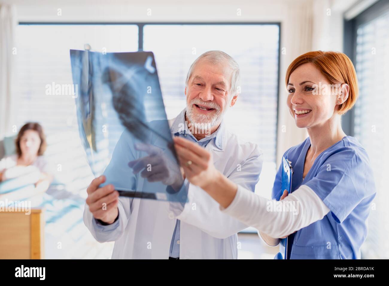 Doctors standing in hospital room, examining an X-ray Stock Photo - Alamy