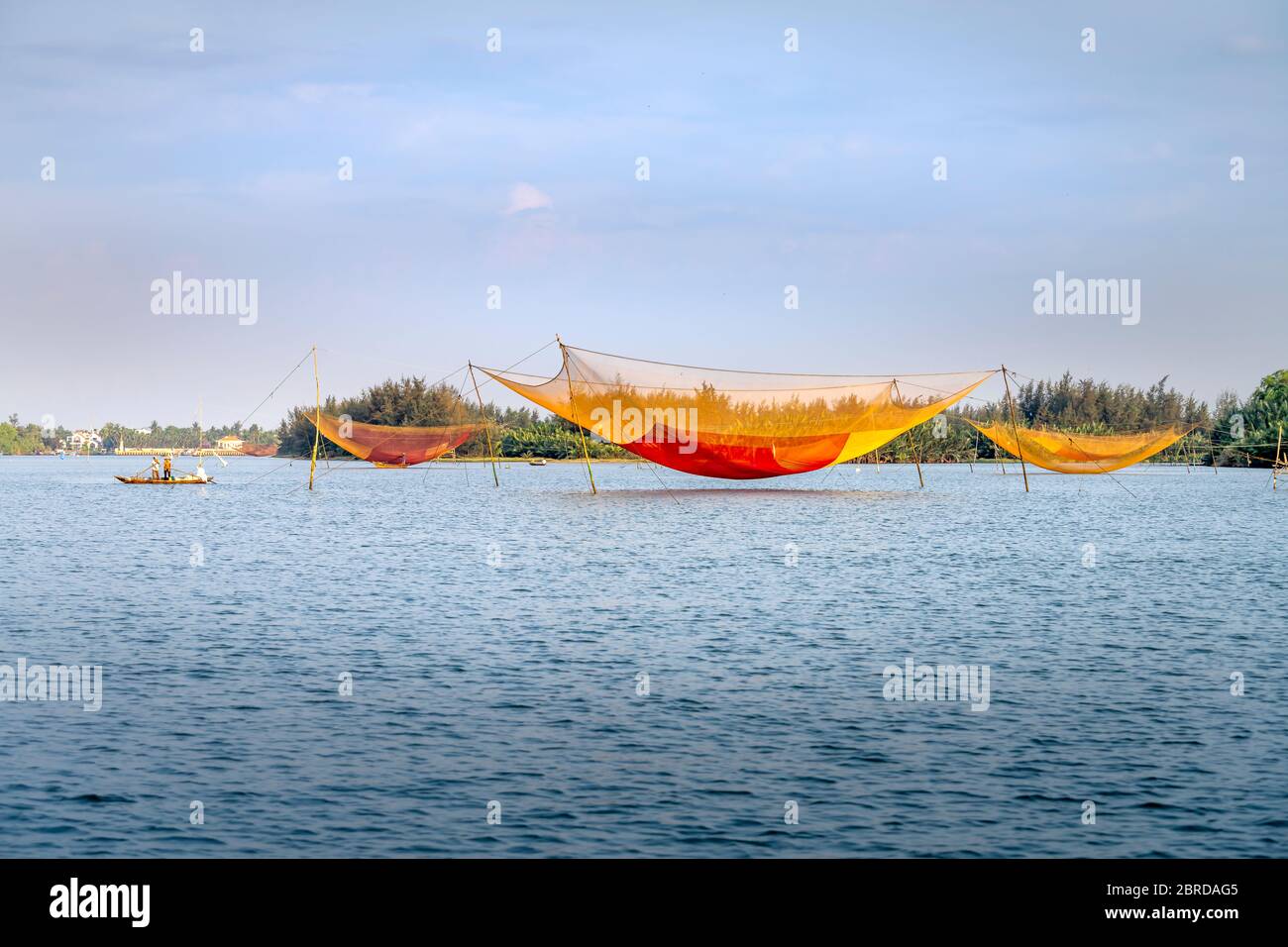 Stationary lift net fishing trap at Cua Dai Beach, Hoi An, Vietnam ...
