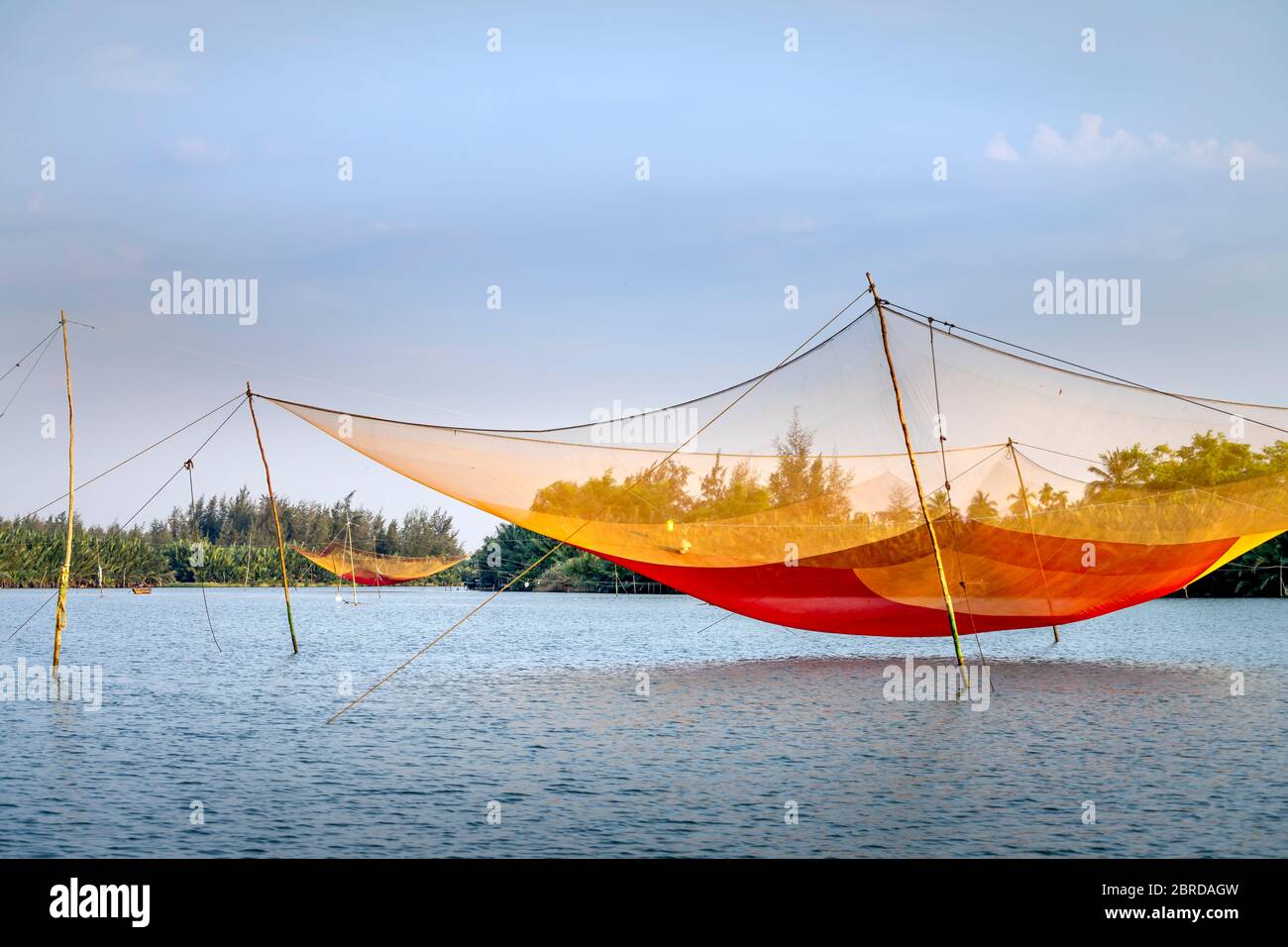 Stationary lift net fishing trap at Cua Dai Beach, Hoi An, Vietnam ...