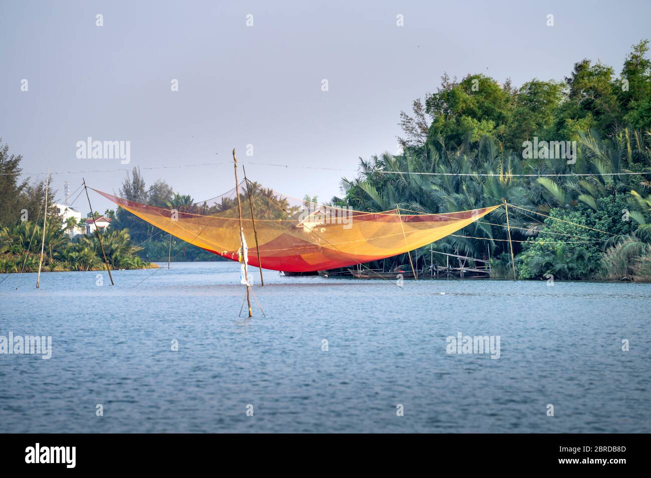 Stationary lift net fishing trap at Cua Dai Beach, Hoi An, Vietnam ...