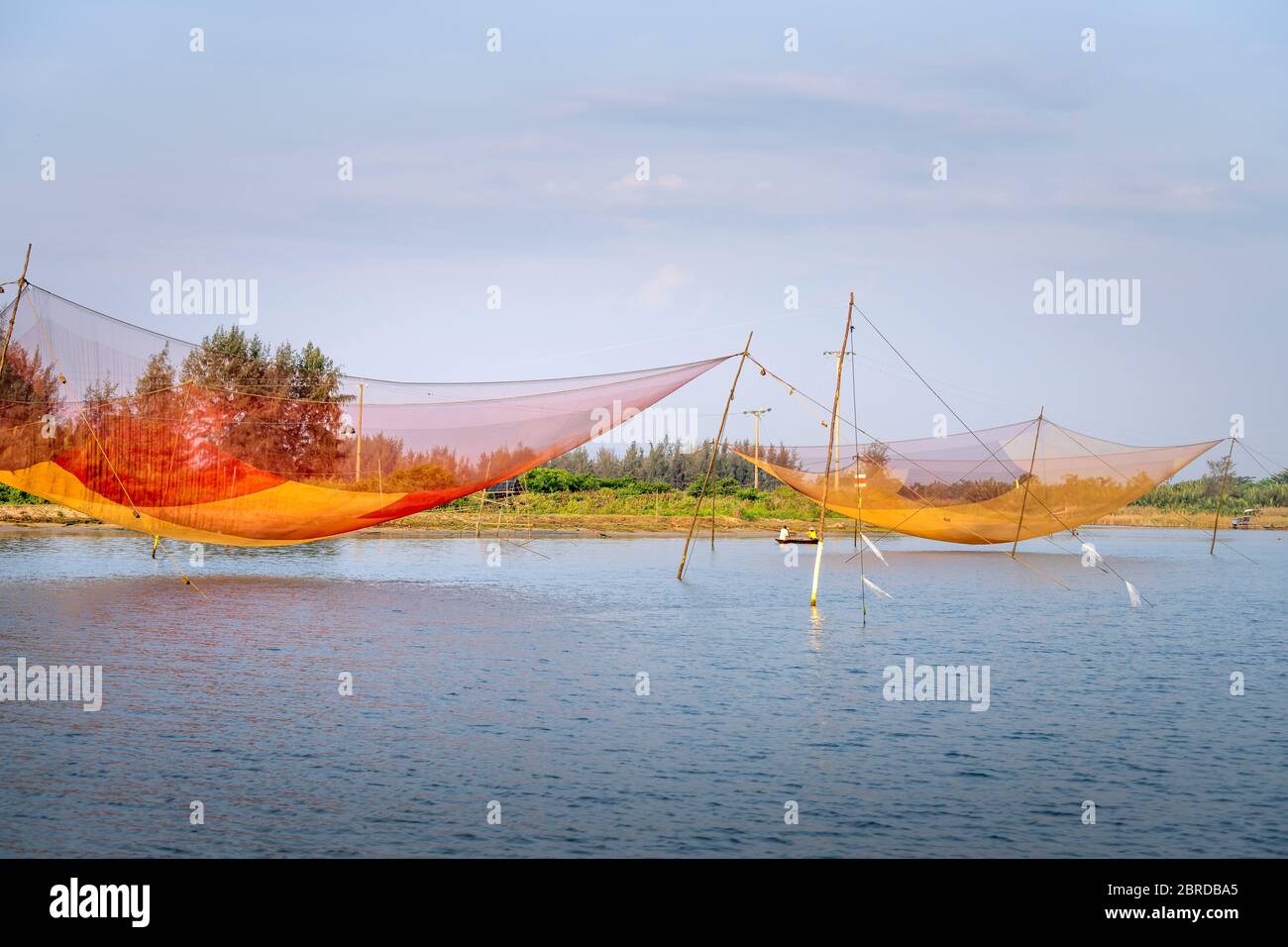 Stationary lift net fishing trap at Cua Dai Beach, Hoi An, Vietnam ...