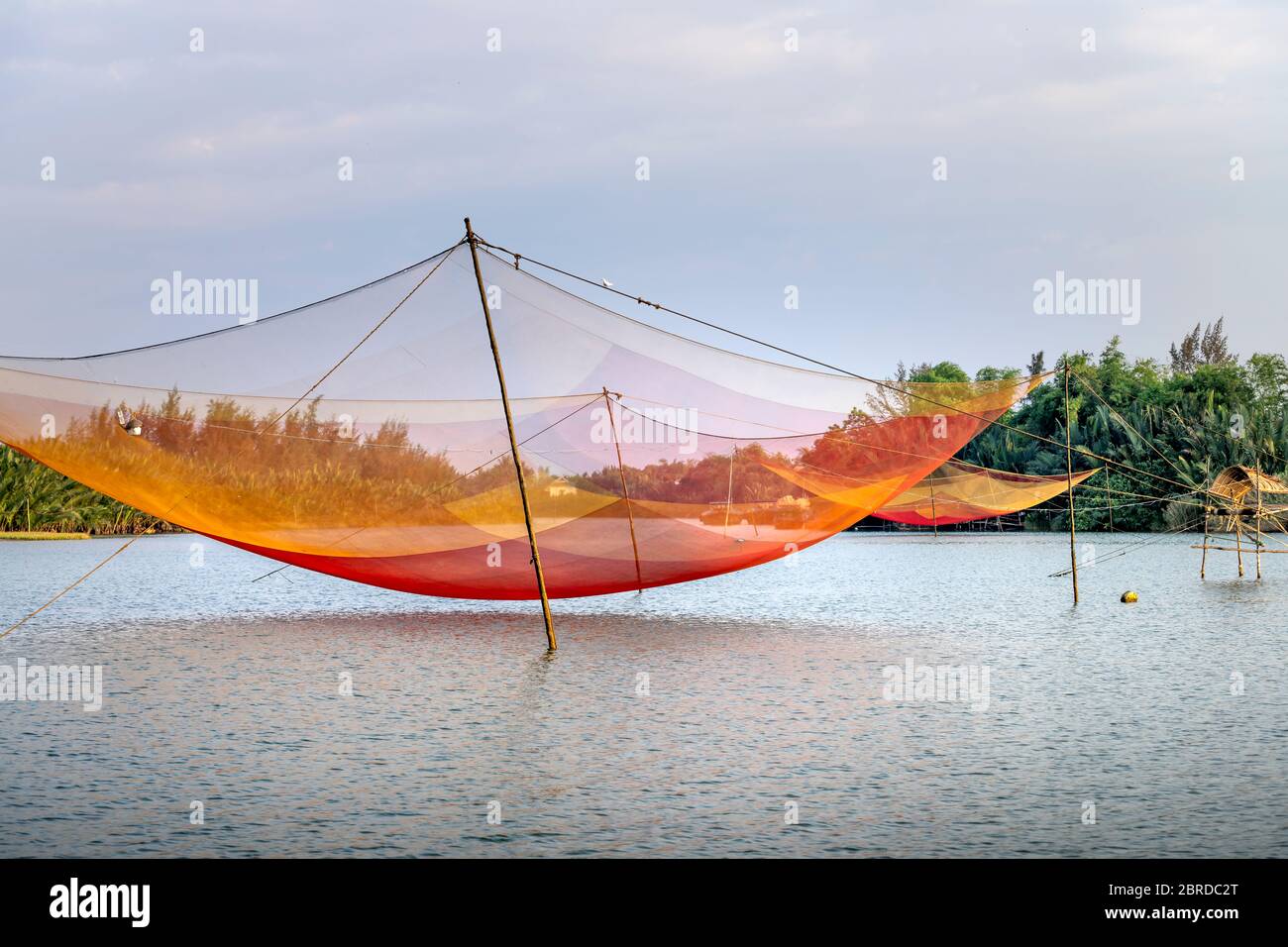 Stationary lift net fishing trap at Cua Dai Beach, Hoi An, Vietnam ...
