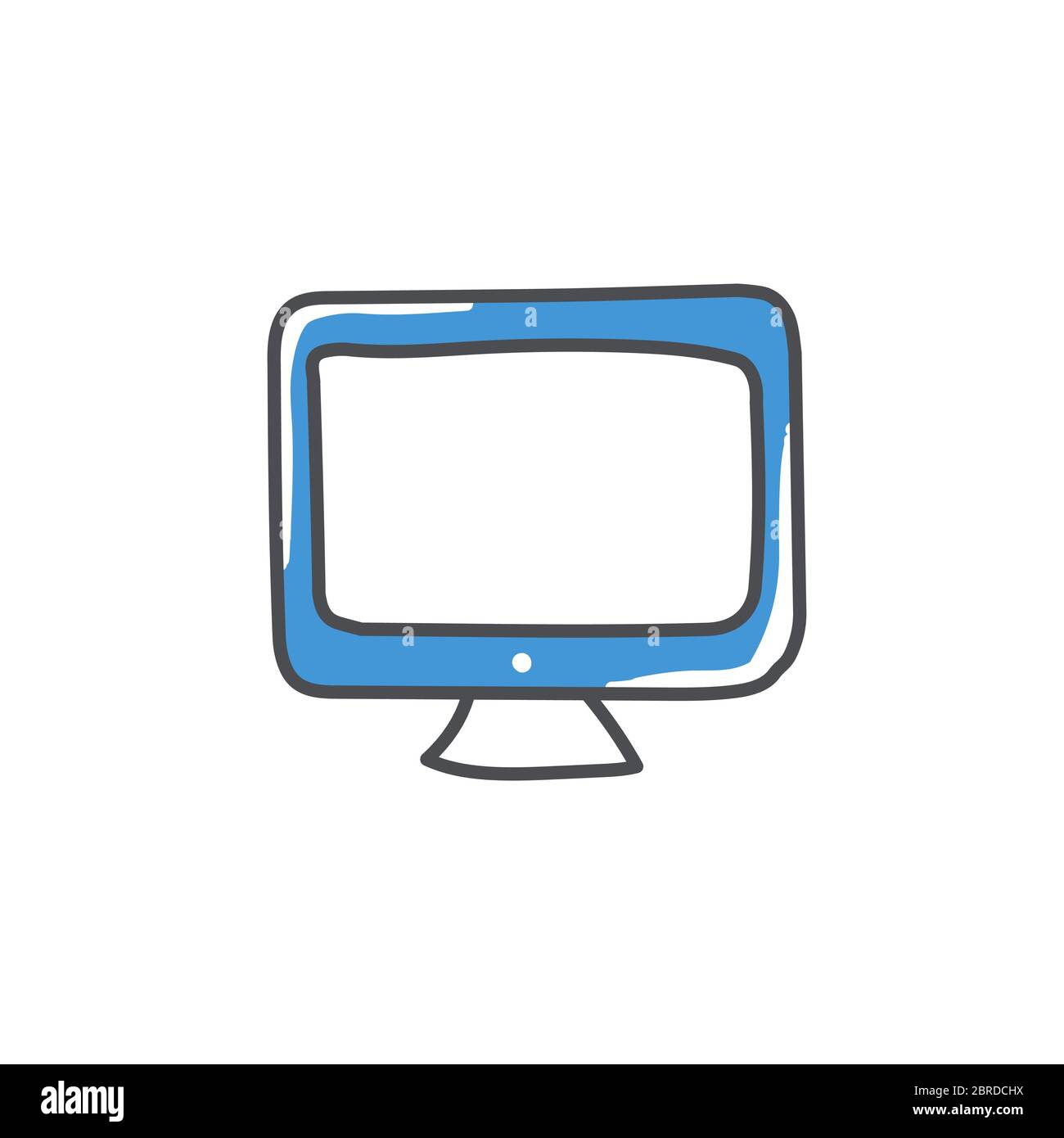 Monitor doodle icon, computer display hand drawn vector illustration ...