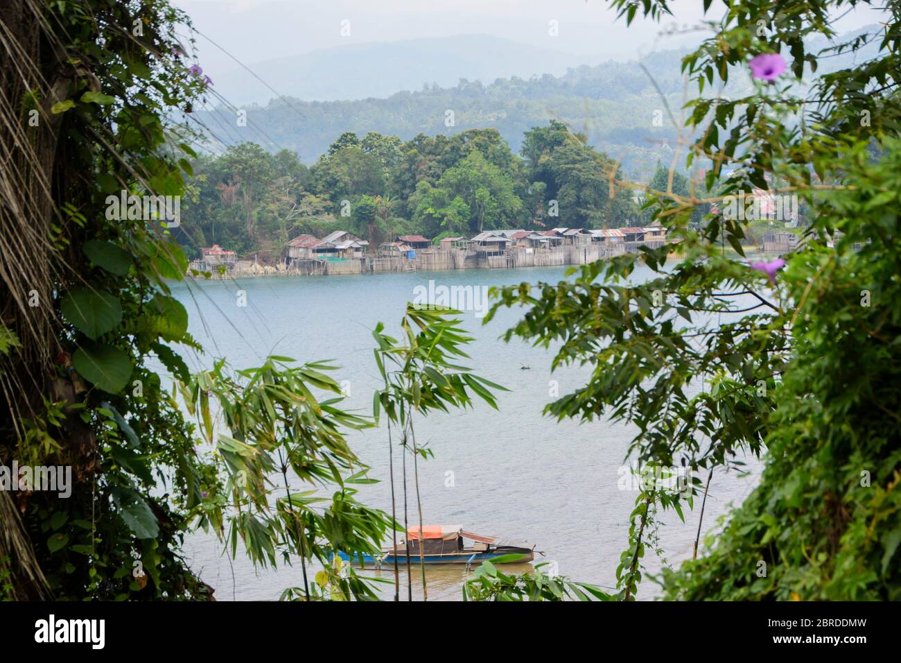 Stilt houses on the northern side of Lake Poso near Tentena, Central ...