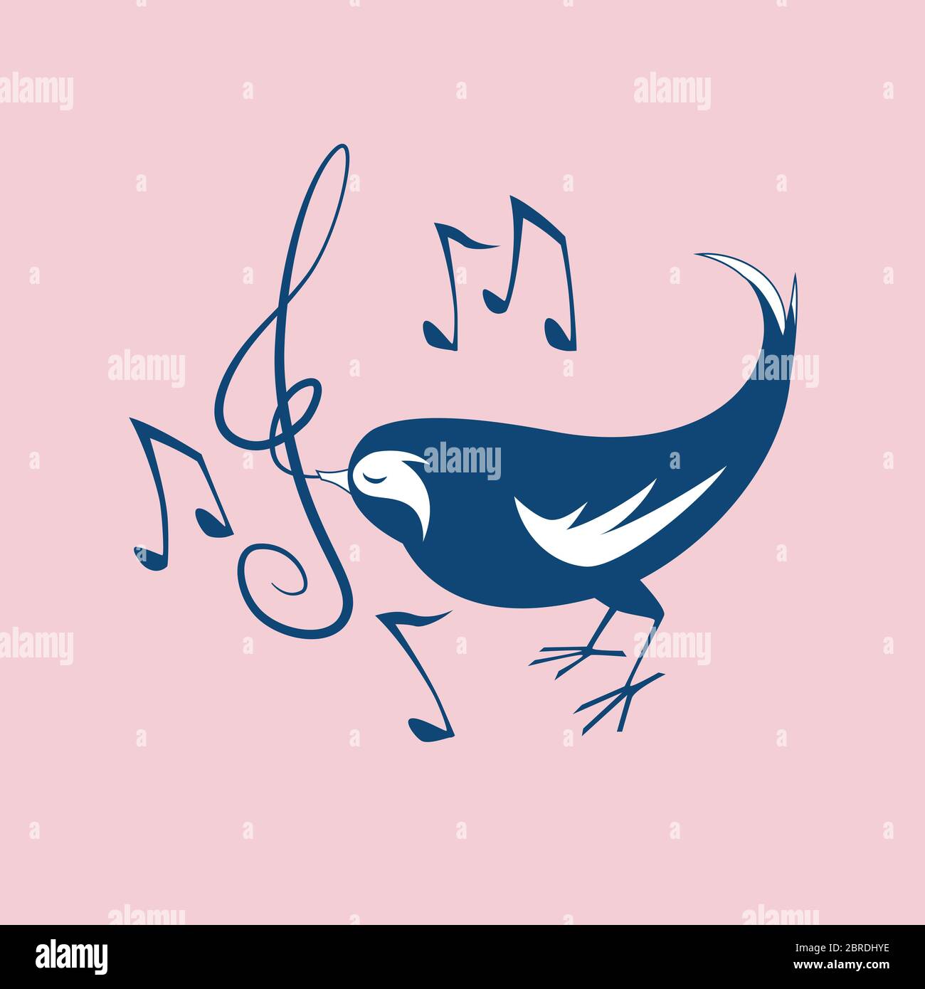 Cute Singing Black Bird with Music Notation Stock Vector Image & Art ...