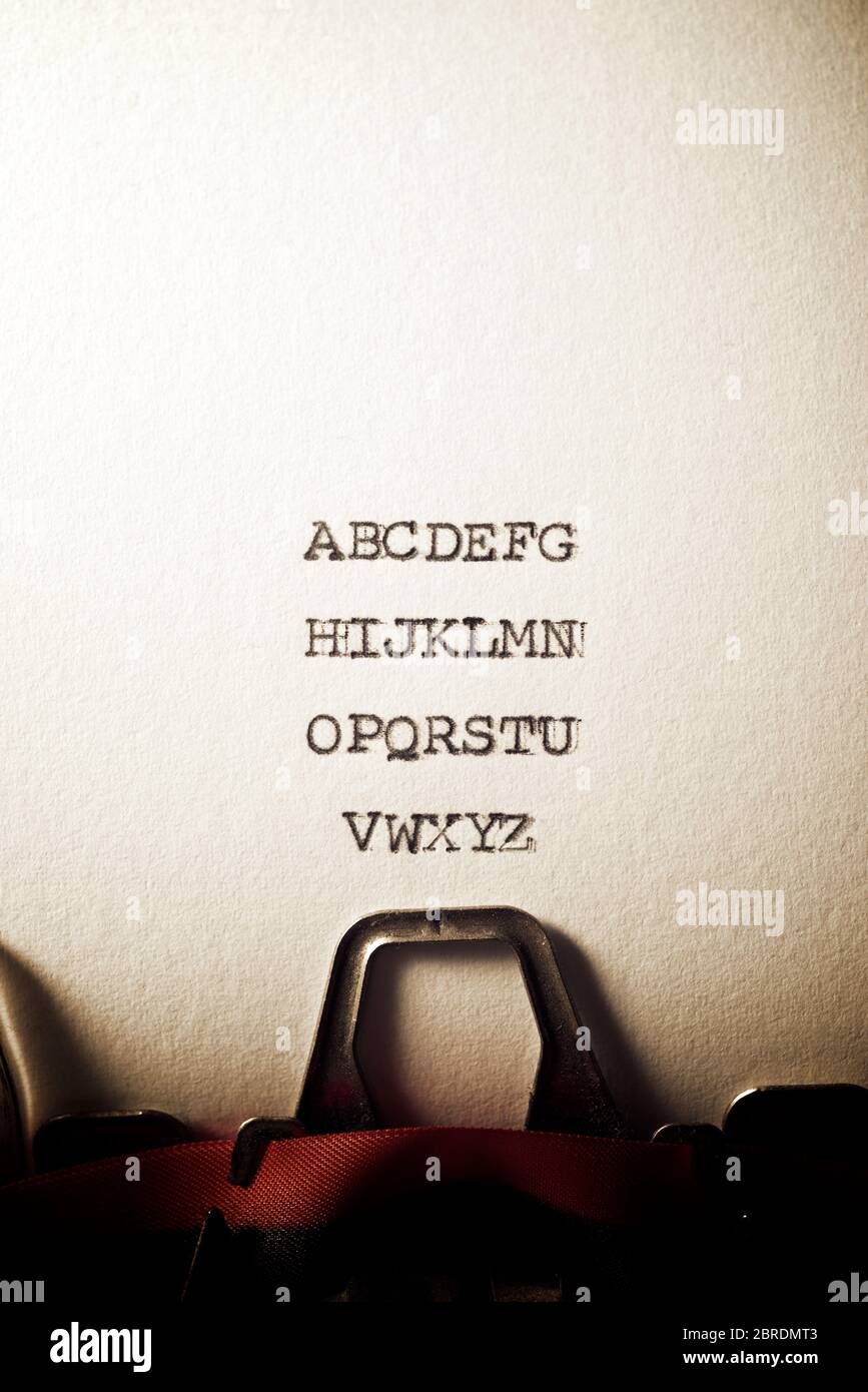 Alphabet written with a typewriter Stock Photo - Alamy