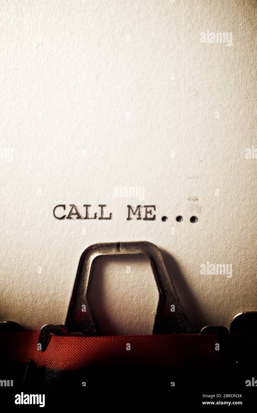 Call me text written with a typewriter Stock Photo - Alamy