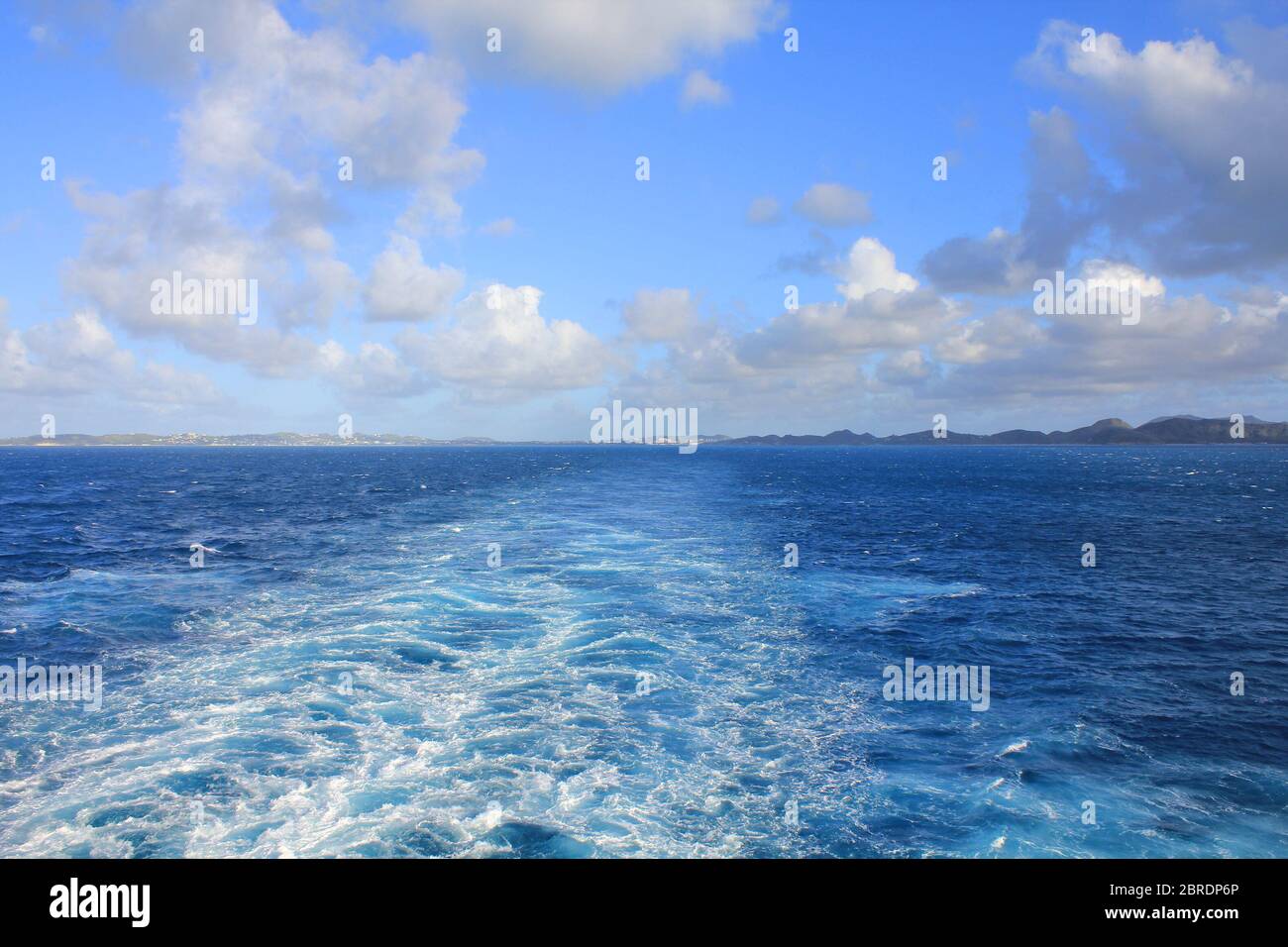 Wake of cruise ship on Caribbean Sea Stock Photo - Alamy