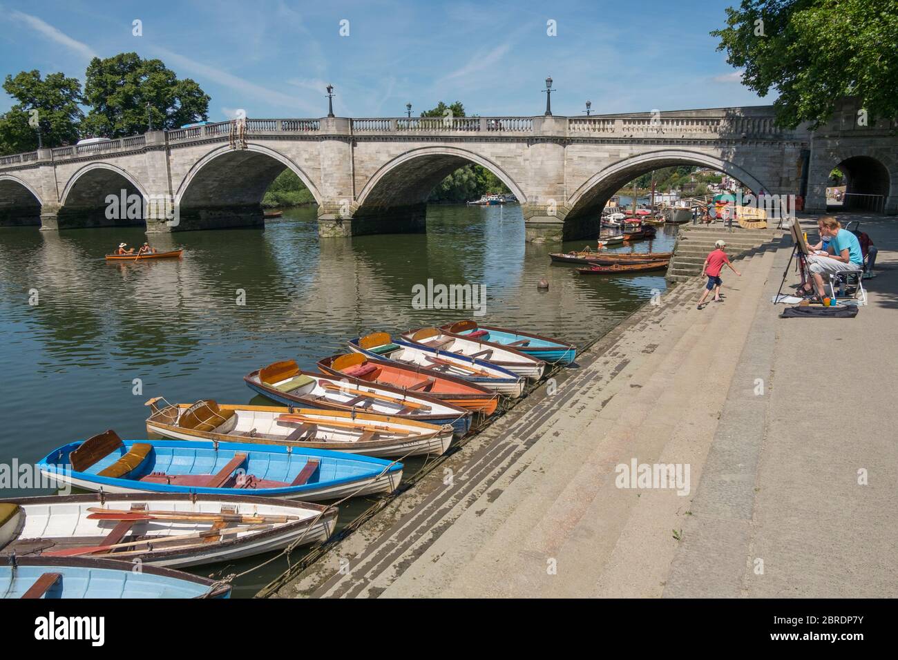 Rowing boats for hire on the river Thames at Richmond upon Thames in ...