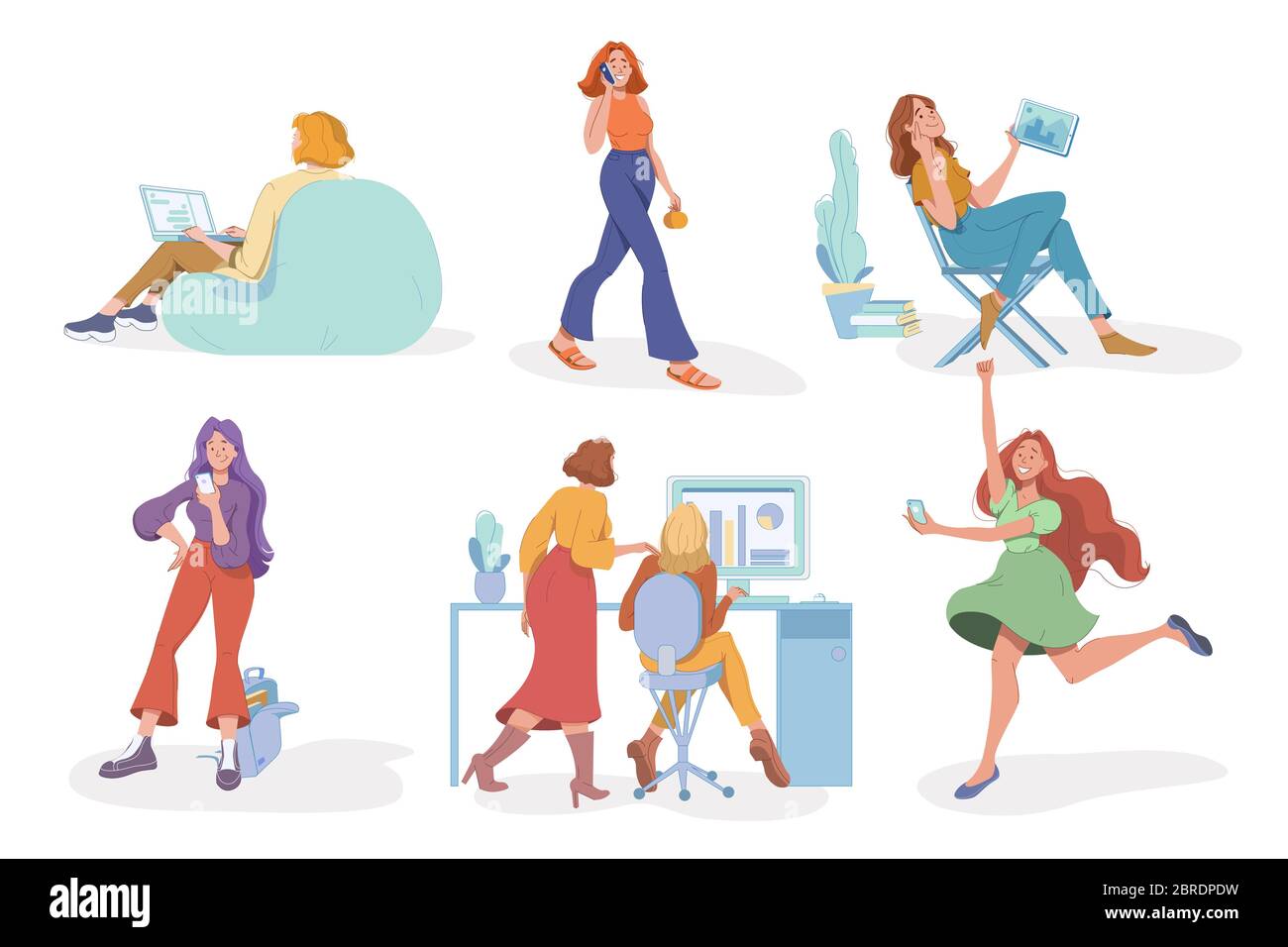 Woman with digital gadget communication technology Stock Vector Image ...