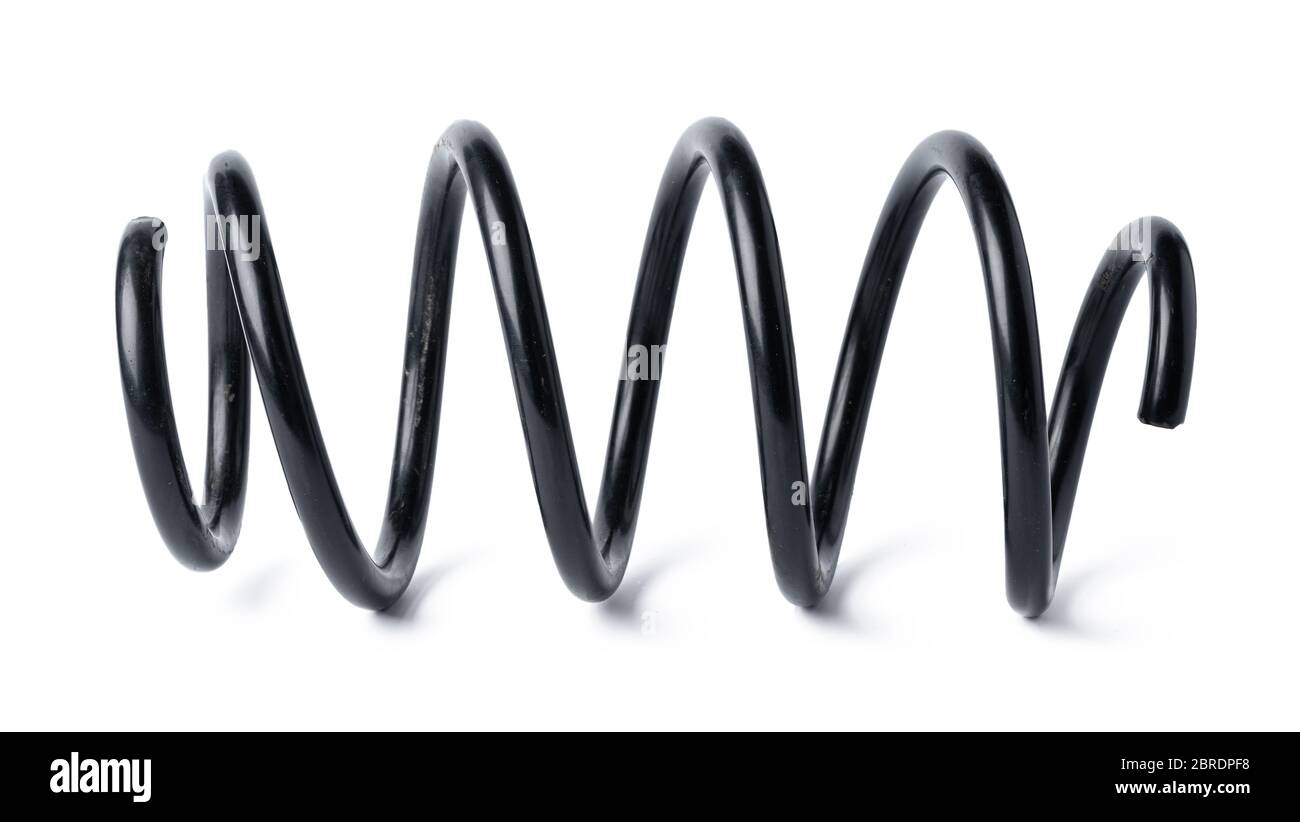 Metal dark car spring isolated on white background Stock Photo - Alamy
